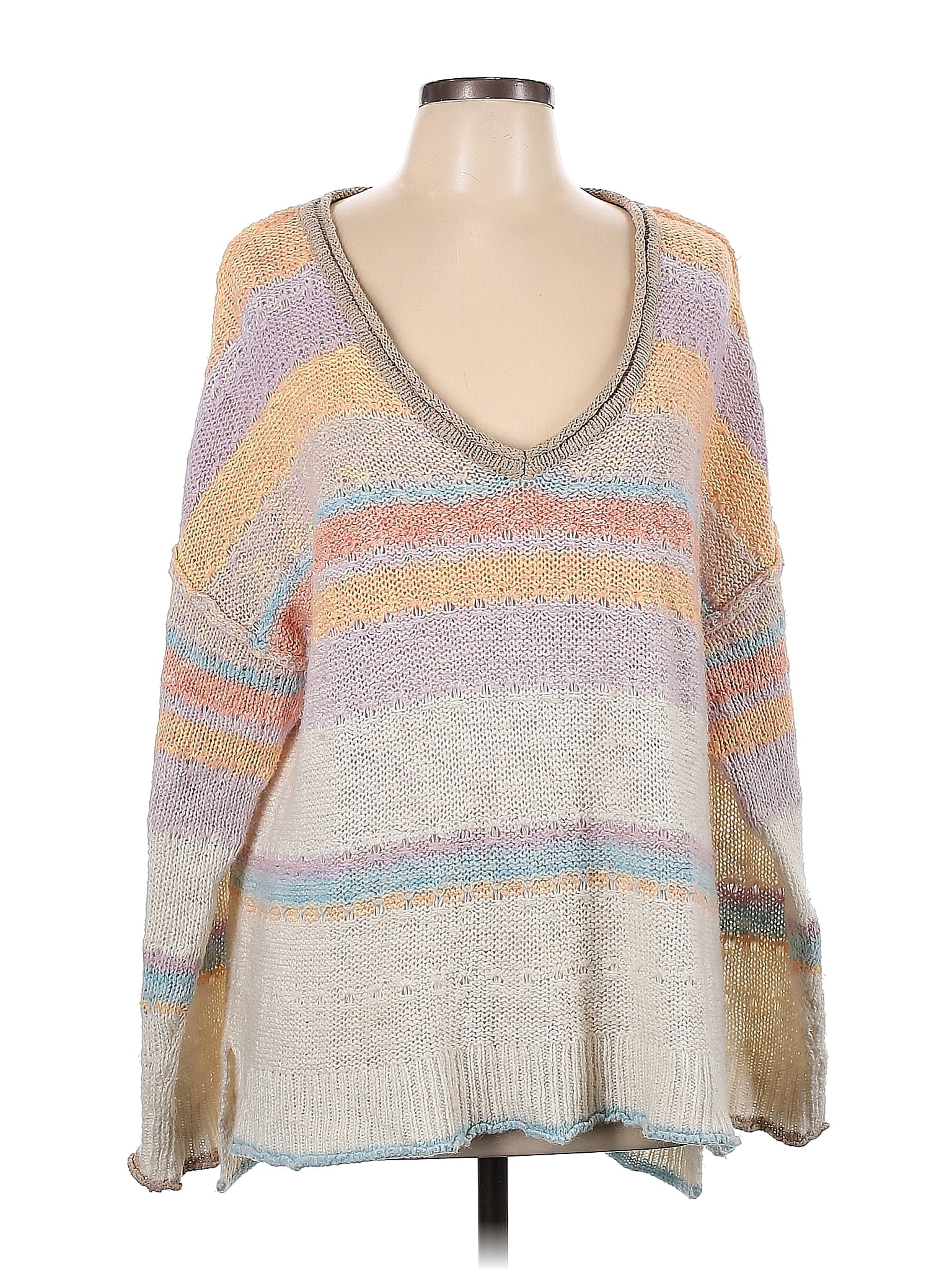 Sundance Color Block Stripes Silver Pullover Sweater Size L - 73% off ...