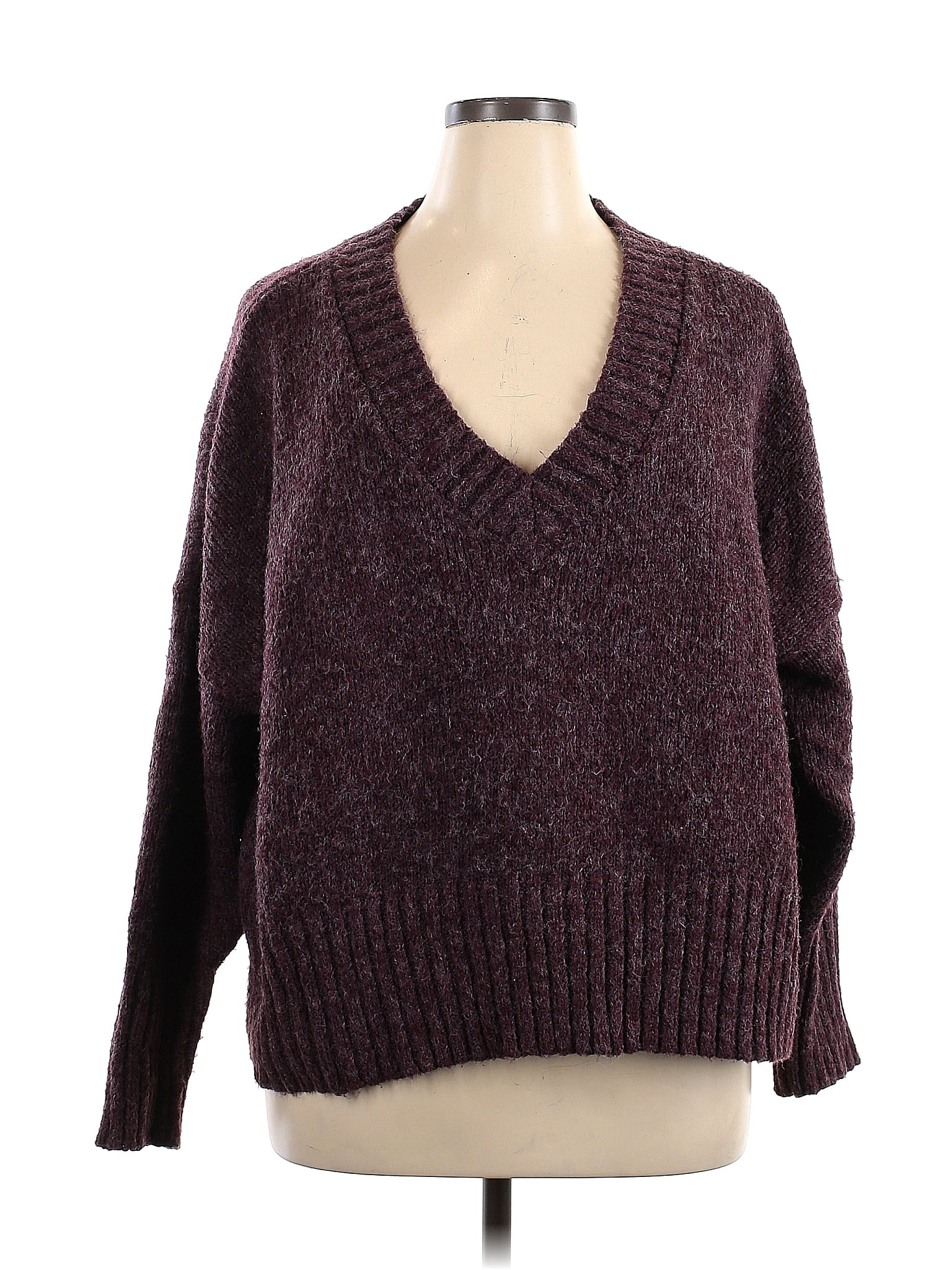 ABound Color Block Marled Purple Burgundy Pullover Sweater Size XL - 42 ...
