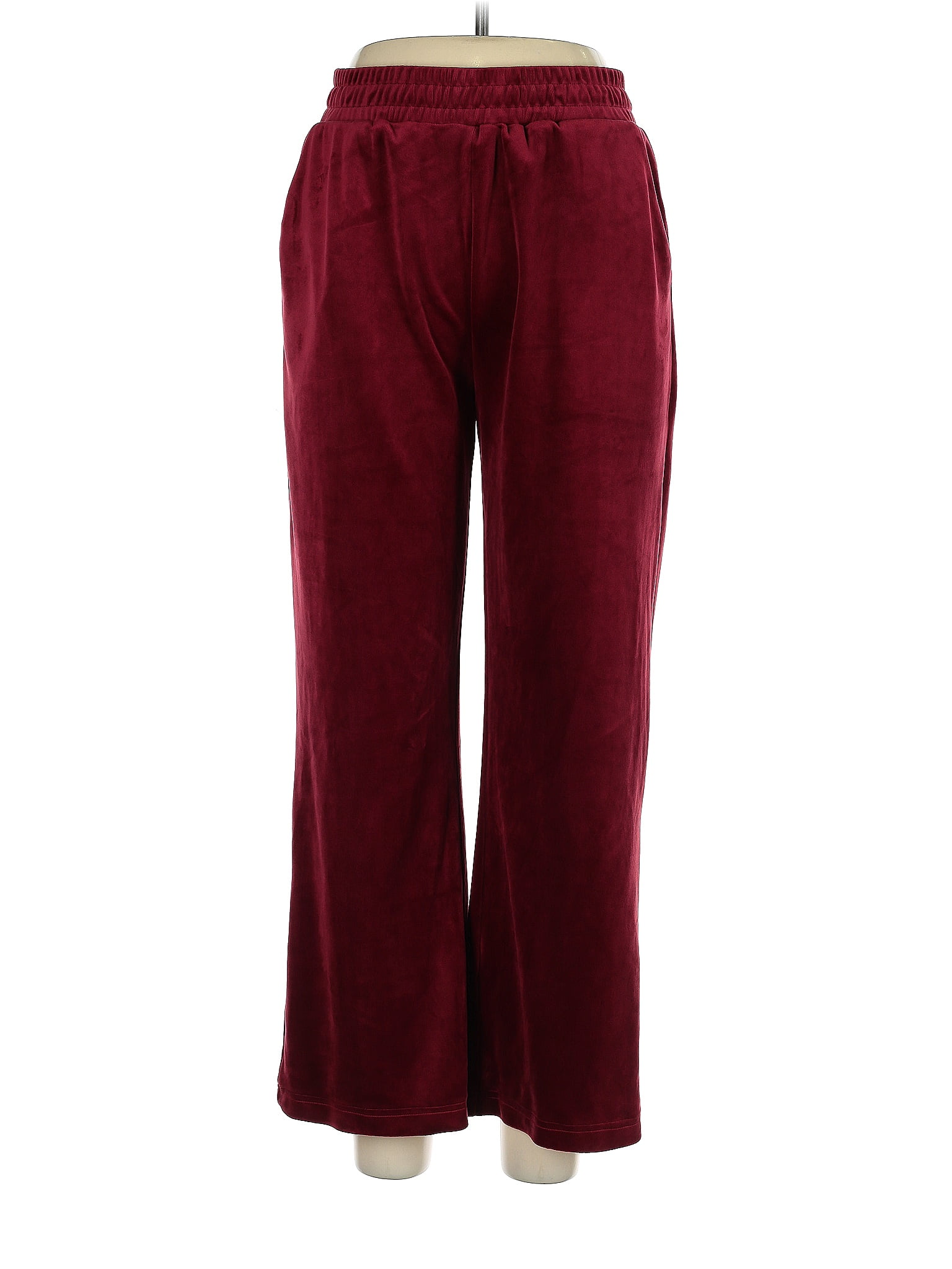 Akira 100% Polyester Solid Maroon Burgundy Velour Pants Size L - 47% ...