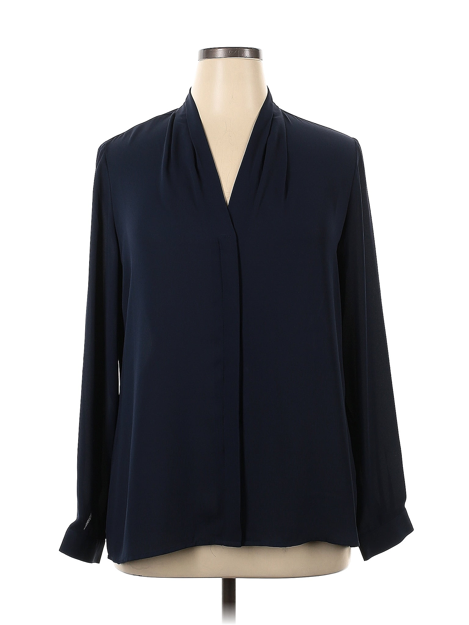 Violet And Claire 100 Polyester Polka Dots Navy Blue Long Sleeve Blouse
