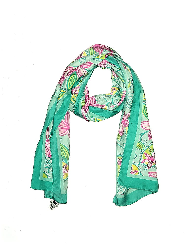 Lilly Pulitzer 100% Silk Floral Green Silk Scarf One Size - 58% off | ThredUp