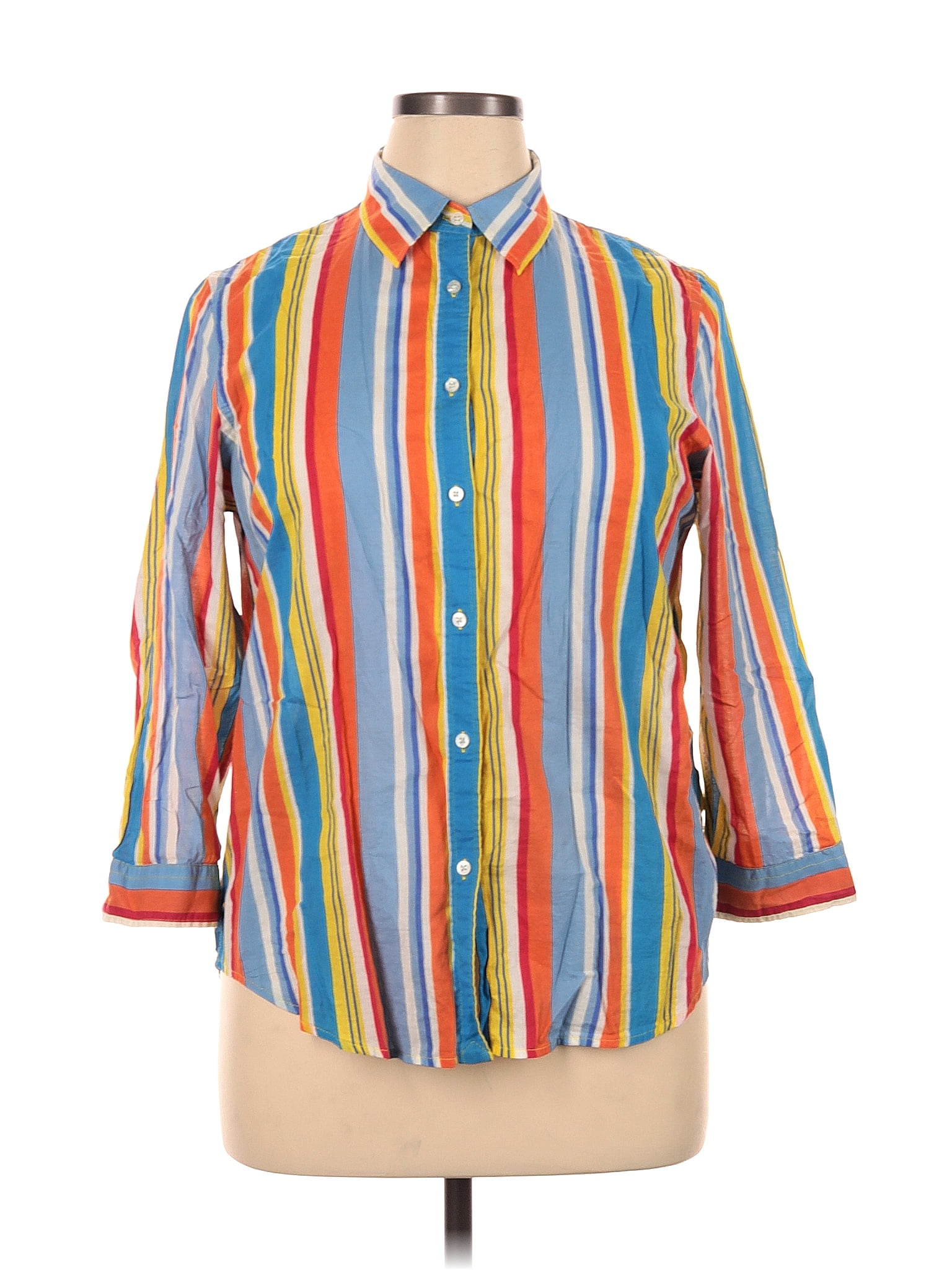 Lauren By Ralph Lauren 100 Cotton Color Block Stripes Multi Color