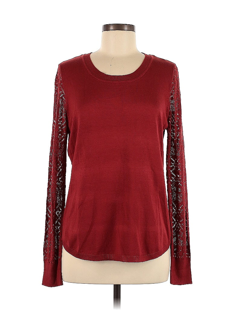 Lety And Me 100 Rayon Color Block Red Burgundy Pullover Sweater Size M