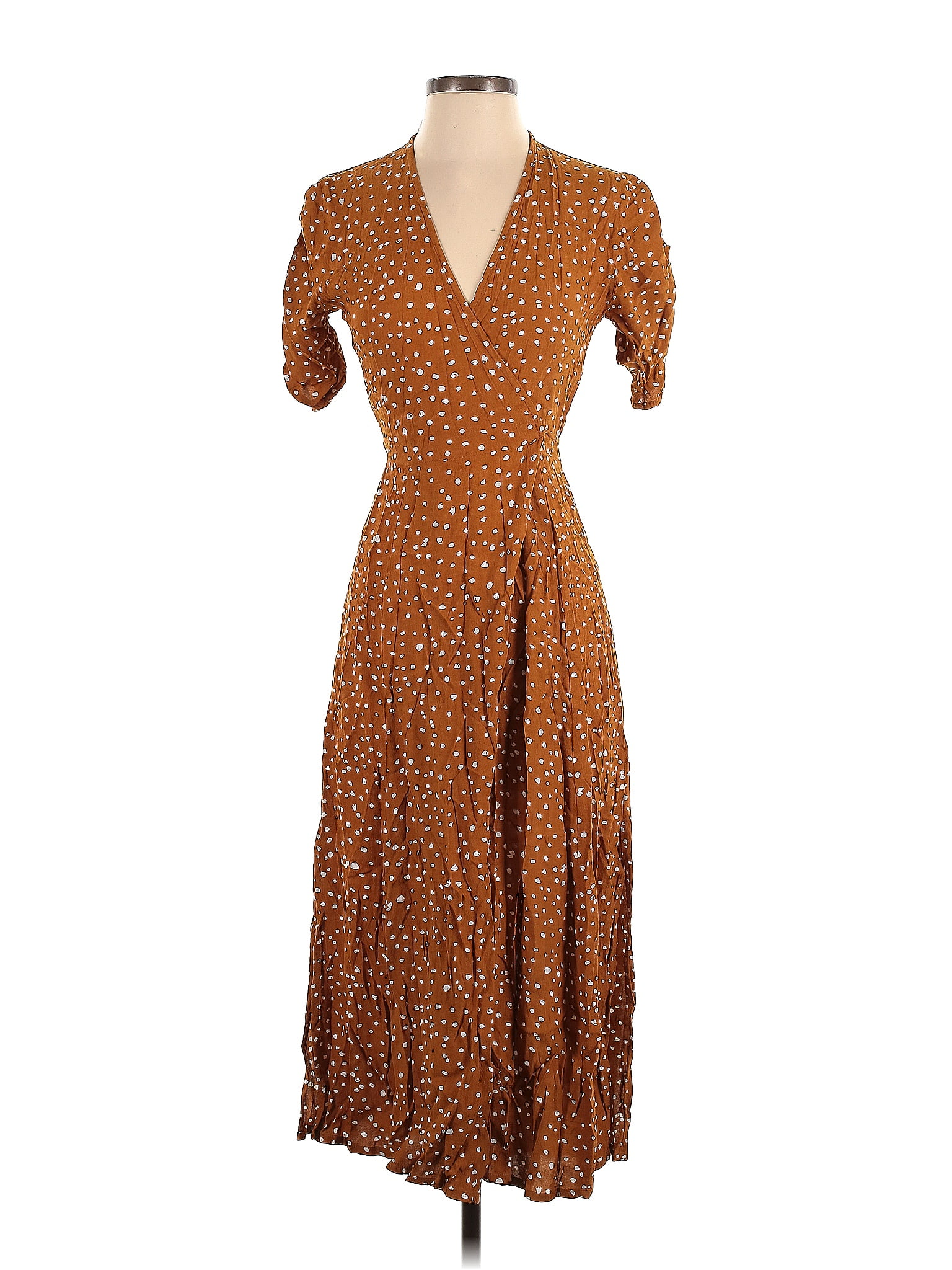 Faithfull the Brand 100% Rayon Burnt Orange Brown Casual Dress Size 2 ...