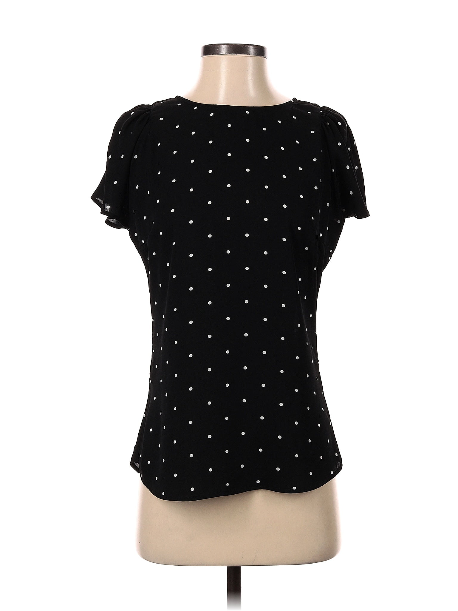 Cece Polka Dots Black Short Sleeve Blouse Size S 74 Off Thredup