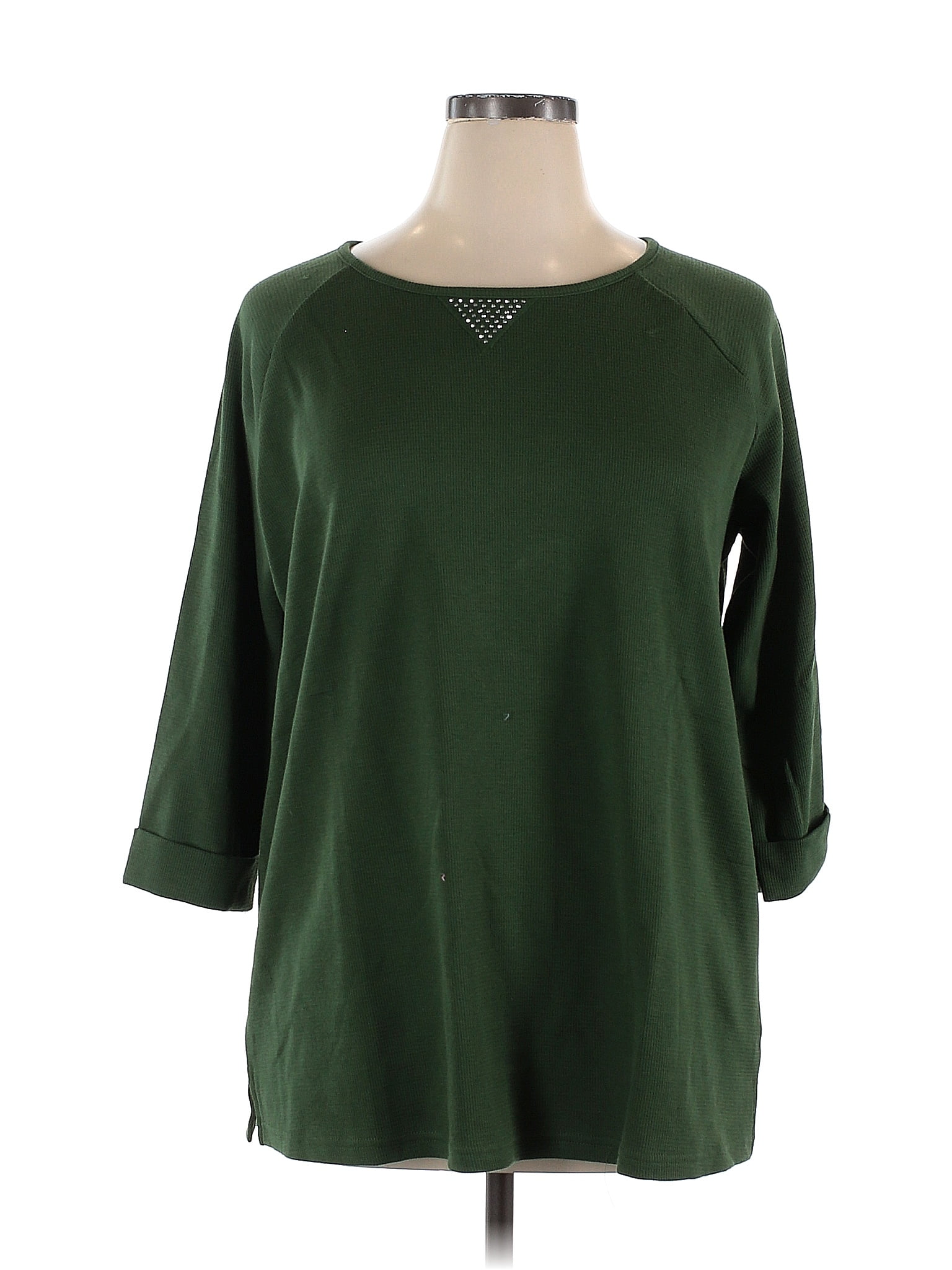 Quacker Factory Solid Green Thermal Top Size 1X (Plus) - 46% off | ThredUp