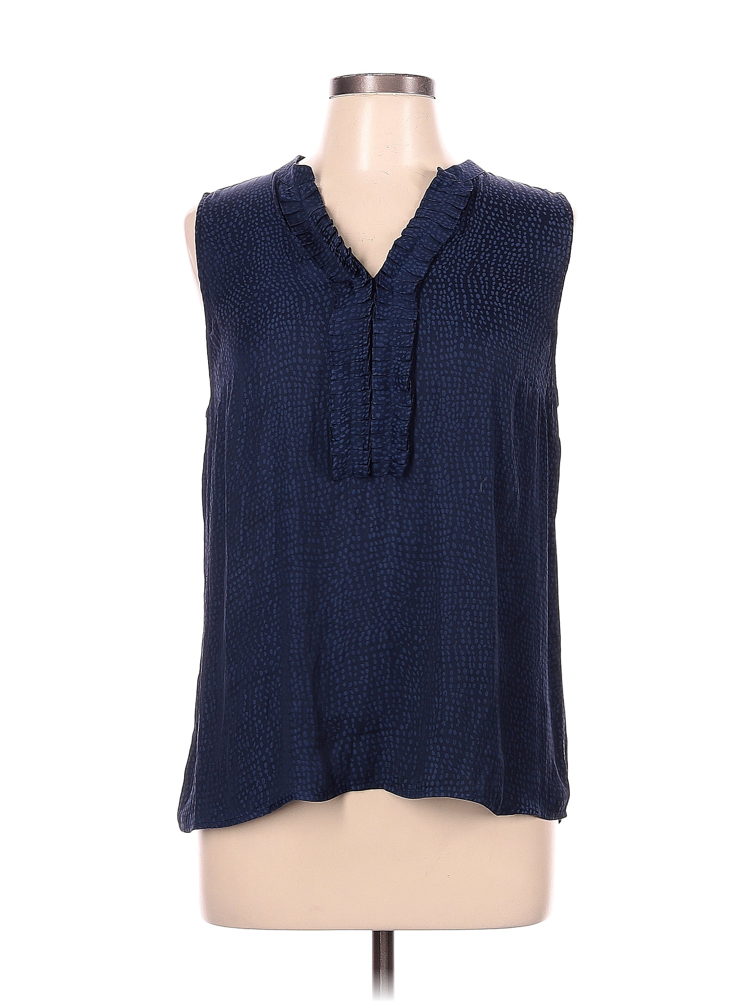 41hawthorn 100 Polyester Polka Dots Navy Blue Sleeveless Blouse Size L