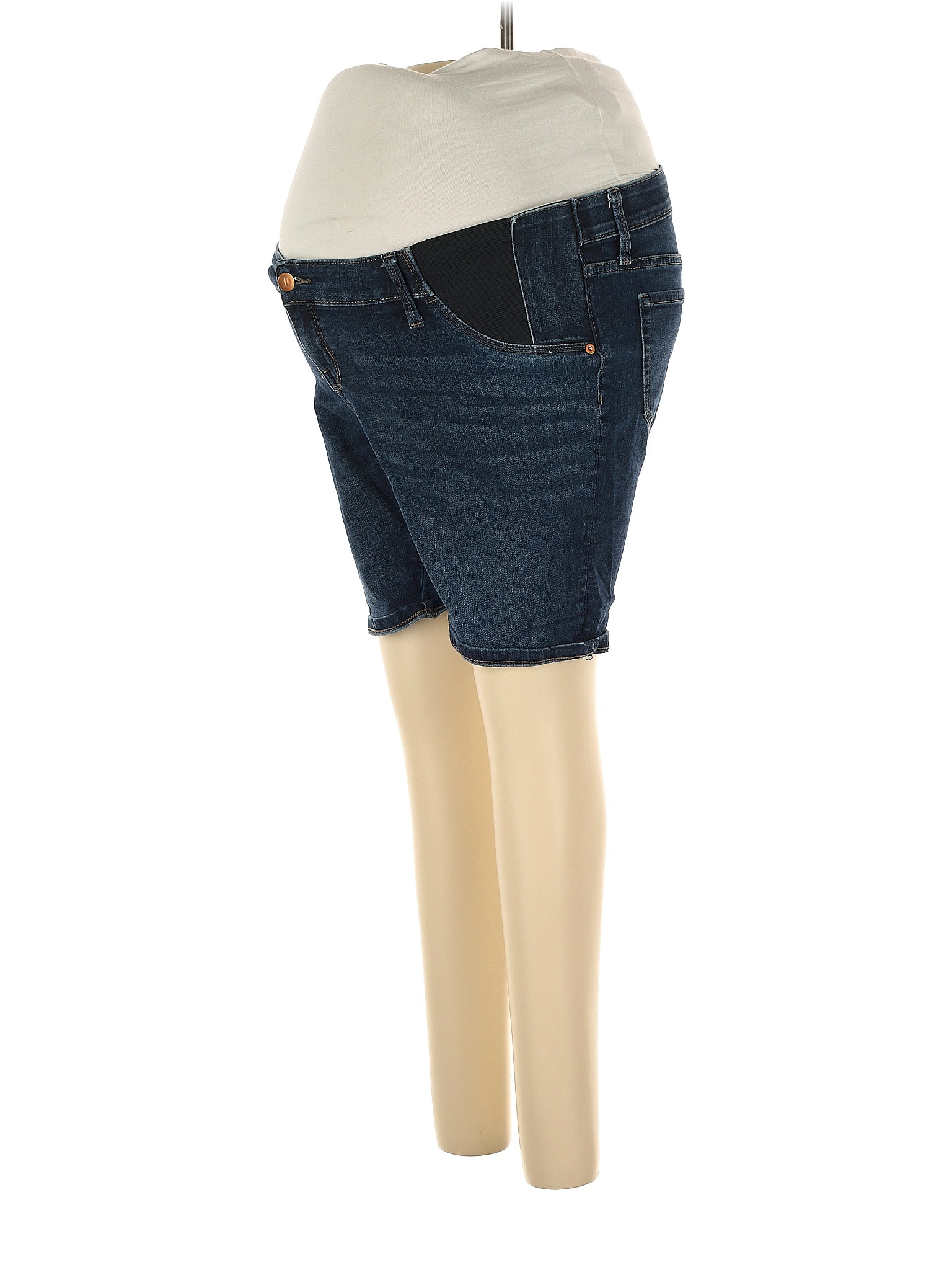 Isabel Maternity Solid Blue Denim Shorts Size 10 (Maternity) - 33% off ...