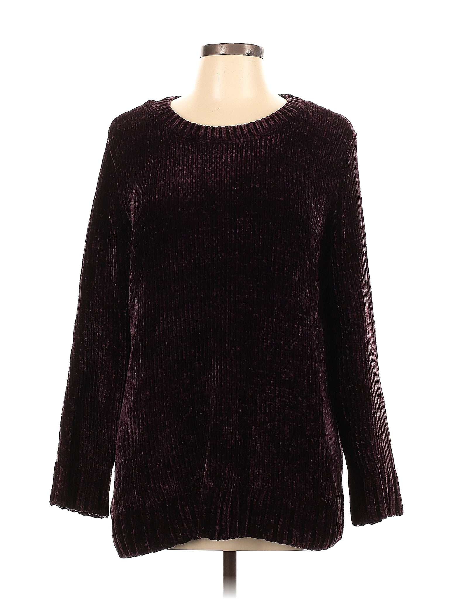 Orvis 100% Polyester Color Block Solid Purple Burgundy Pullover Sweater ...