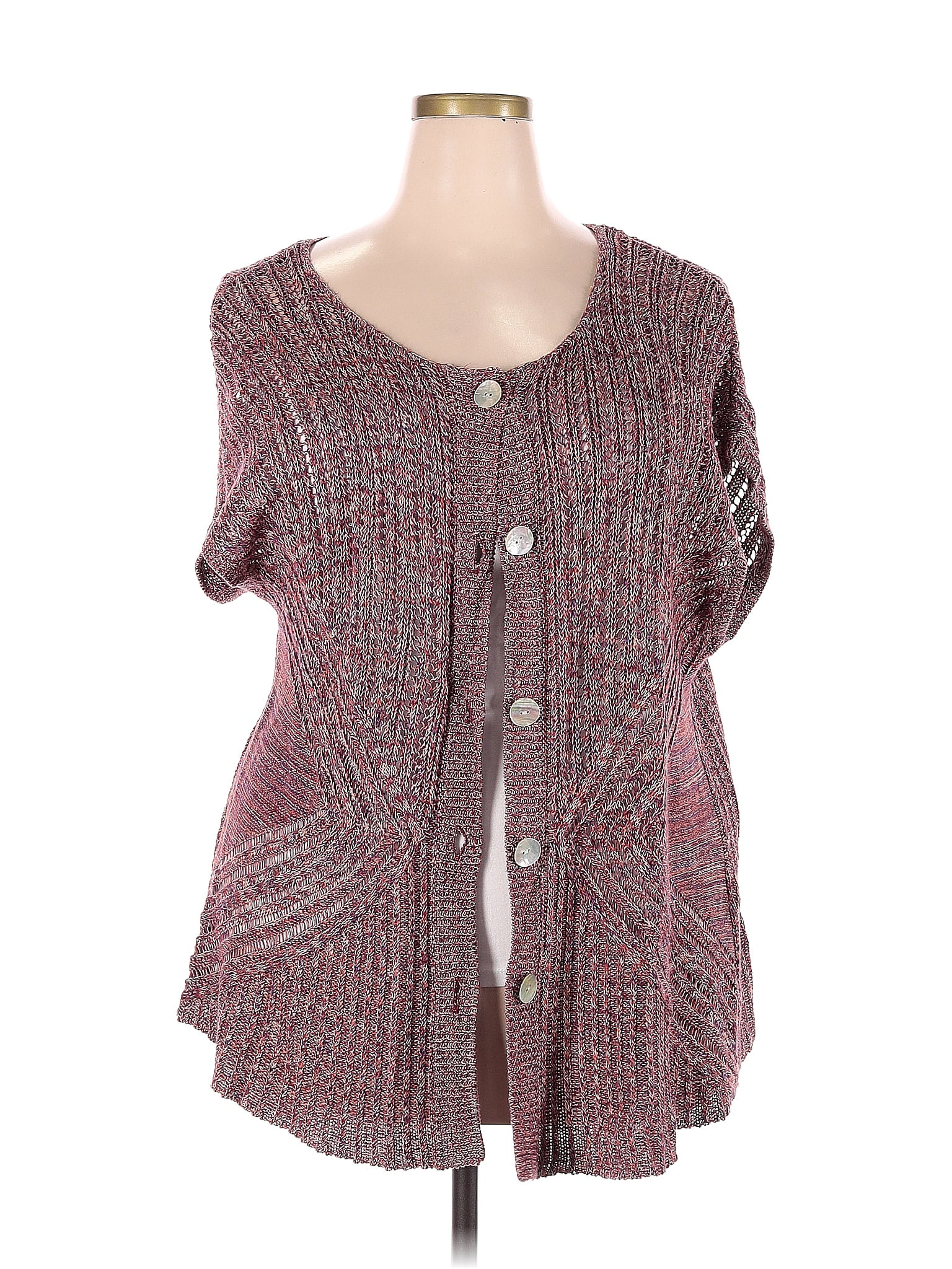 Coldwater Creek Marled Multi Color Burgundy Cardigan Size 2X (Plus ...