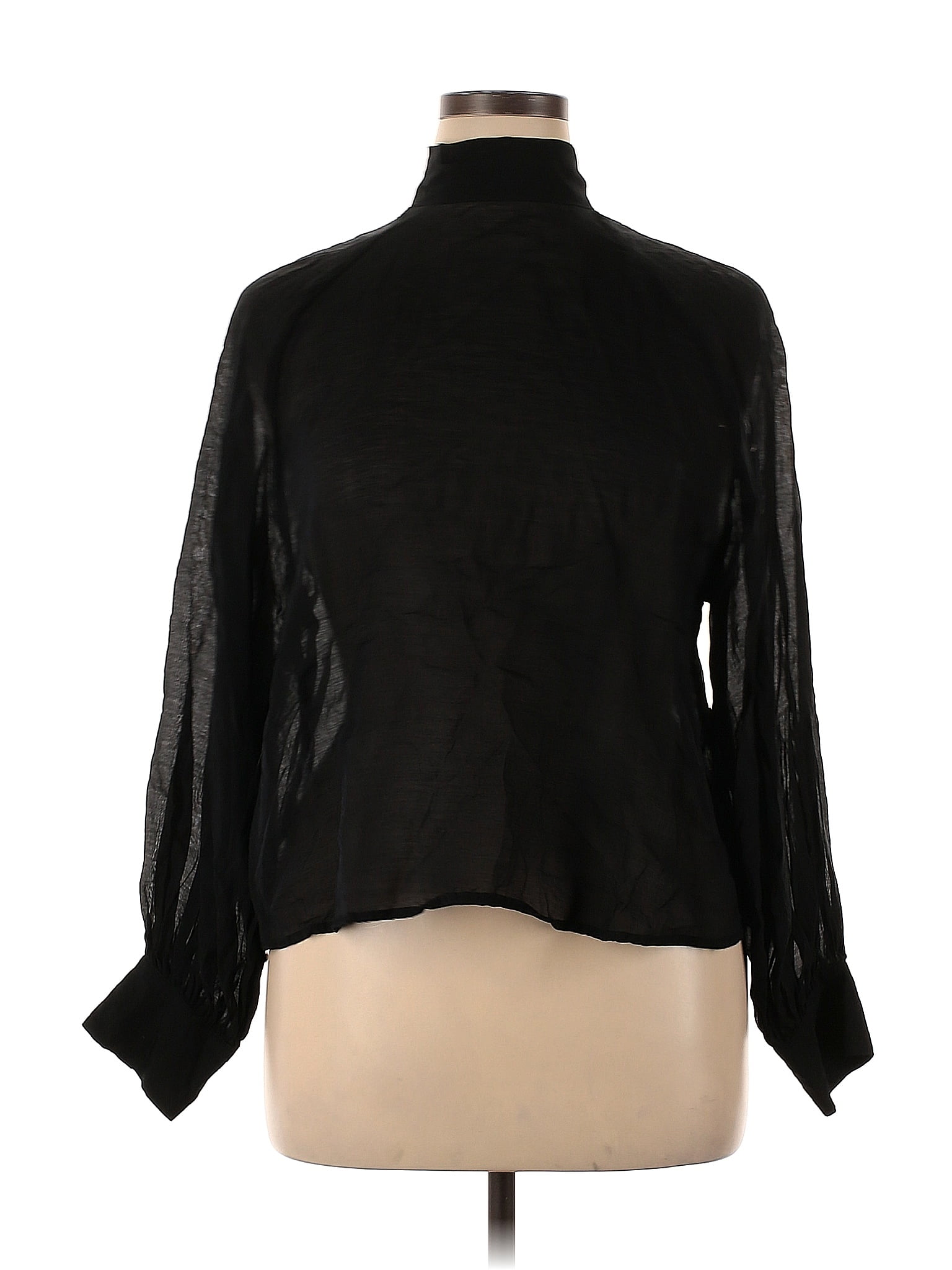 Prologue Solid Black Long Sleeve Blouse Size Xl 68 Off Thredup