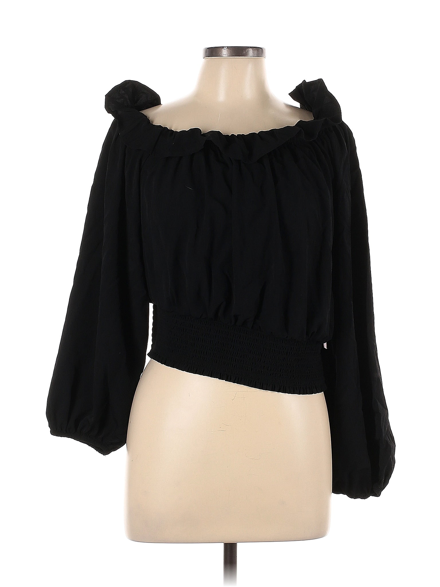 Riley And Rae 100 Polyester Solid Black Long Sleeve Blouse Size L 73