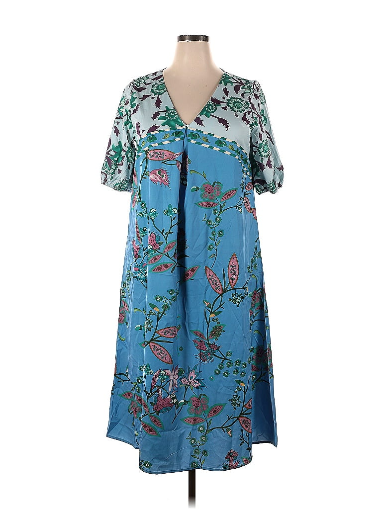 Misslook Floral Blue Casual Dress Size 2X (Plus) - 66% off | ThredUp