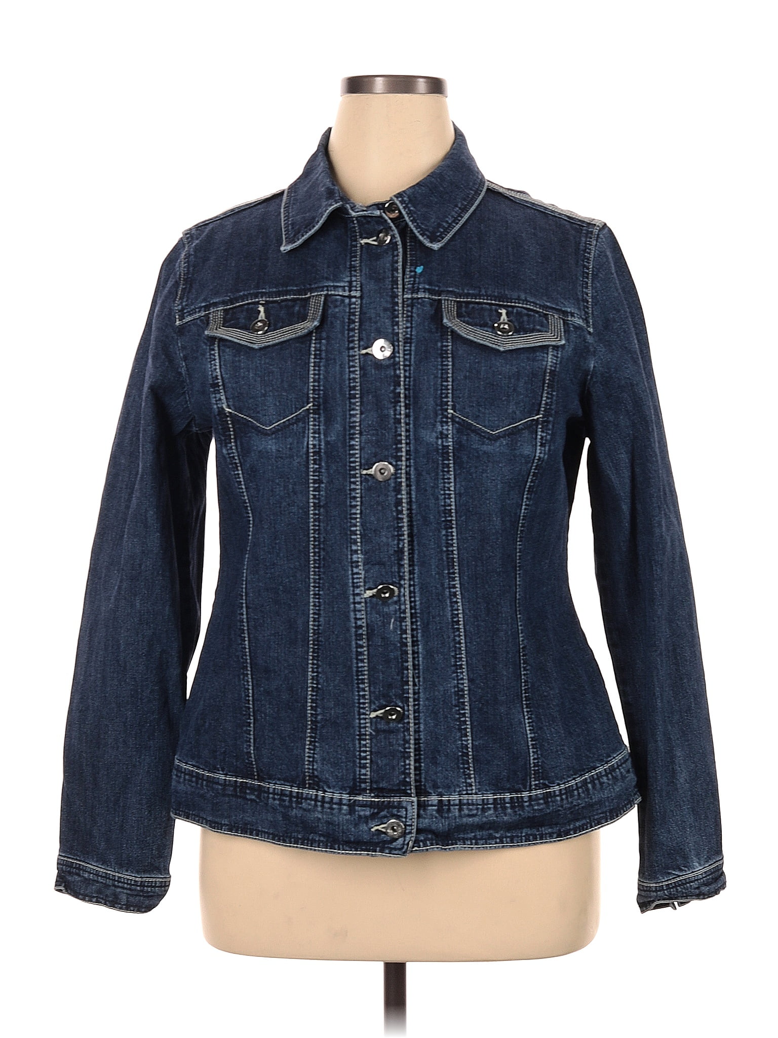 Laura Ashley Solid Blue Denim Jacket Size XL - 65% off | ThredUp