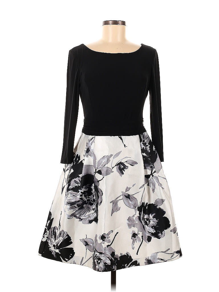 American Living 100 Polyester Floral Black Casual Dress Size 6 67