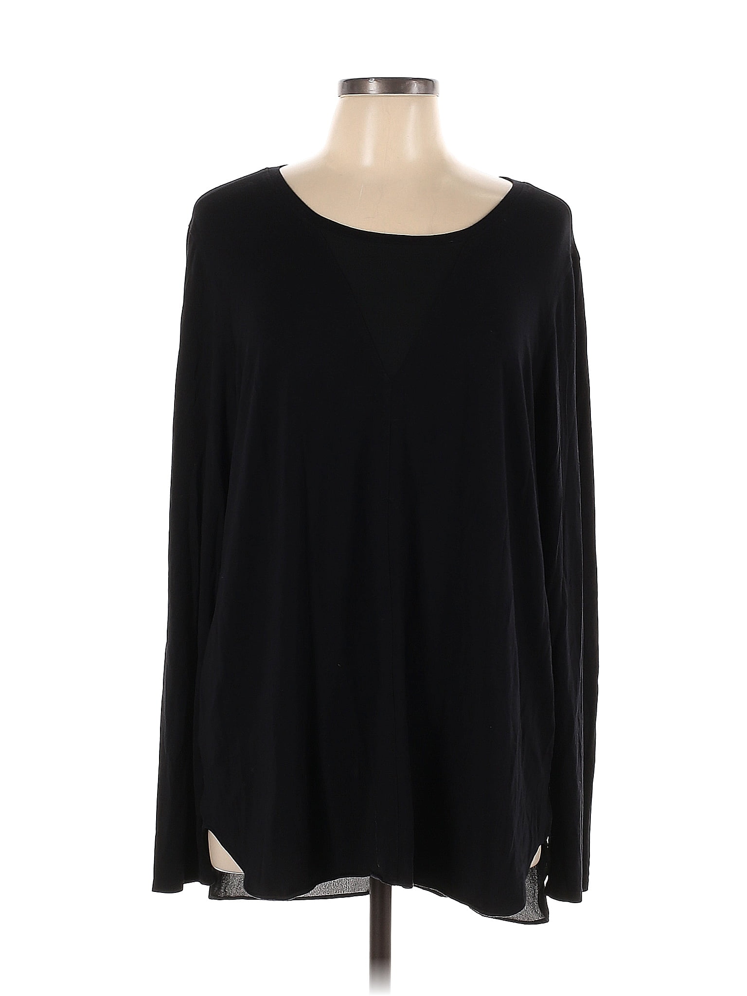 Lyssé Solid Black Long Sleeve Blouse Size L 78 Off Thredup
