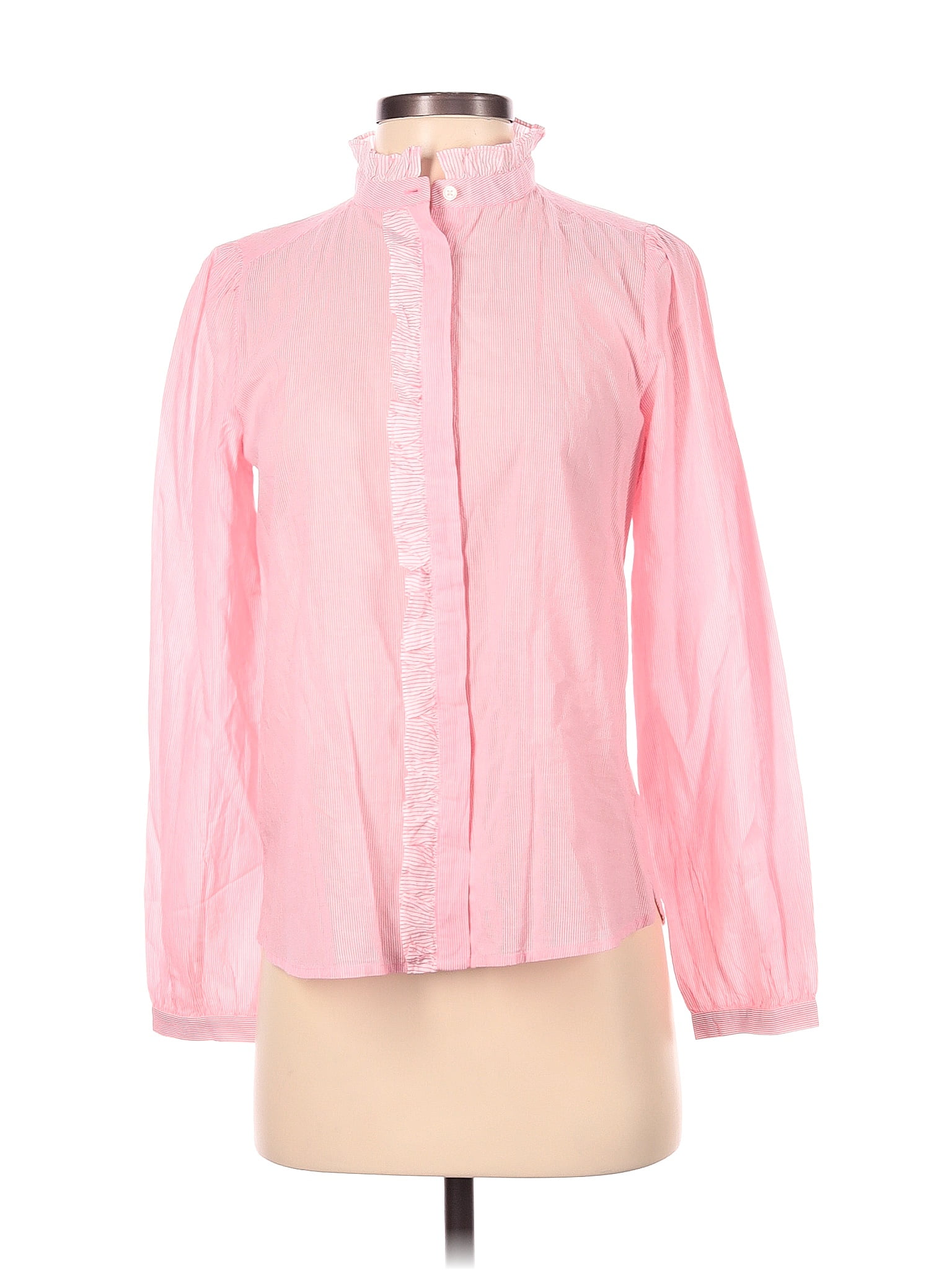 Ann Taylor LOFT 100% Cotton Stripes Pink Long Sleeve Button-Down Shirt Size XS - 56% off | ThredUp