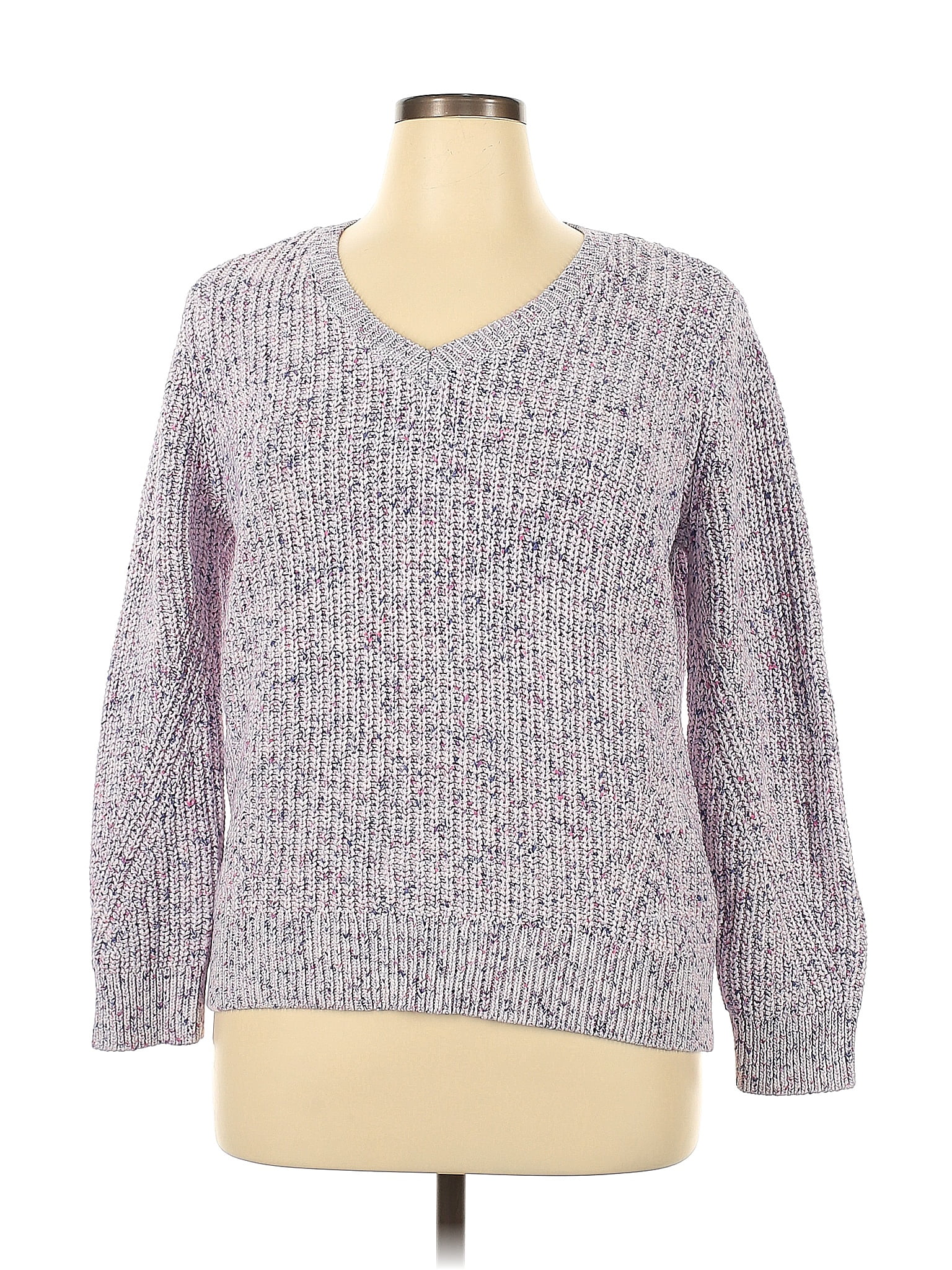 Tyler Boe 100% Cotton Color Block Marled Purple Pullover Sweater Size ...