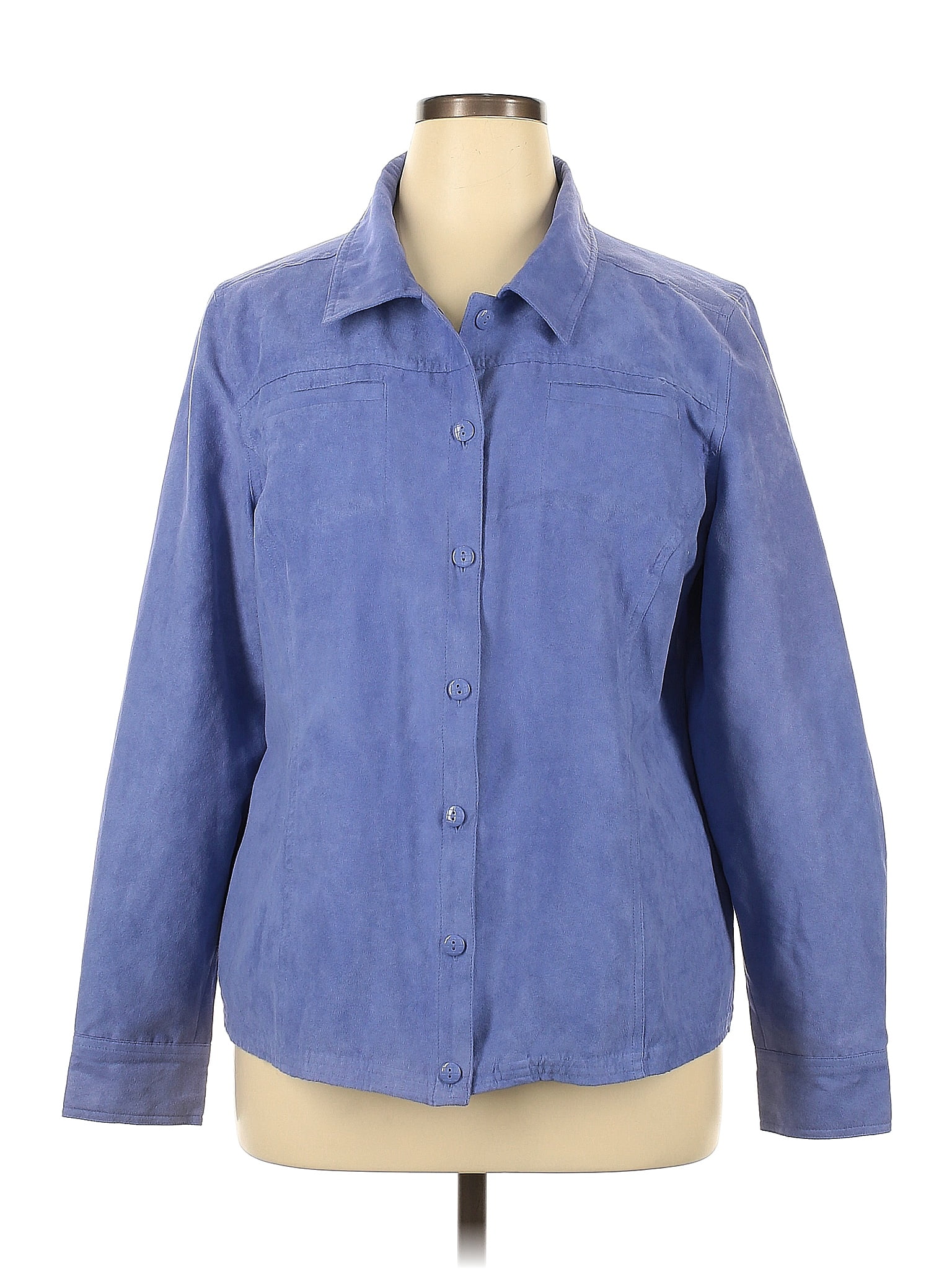 Susan Graver 100 Polyester Blue Long Sleeve Blouse Size Xl 70 Off