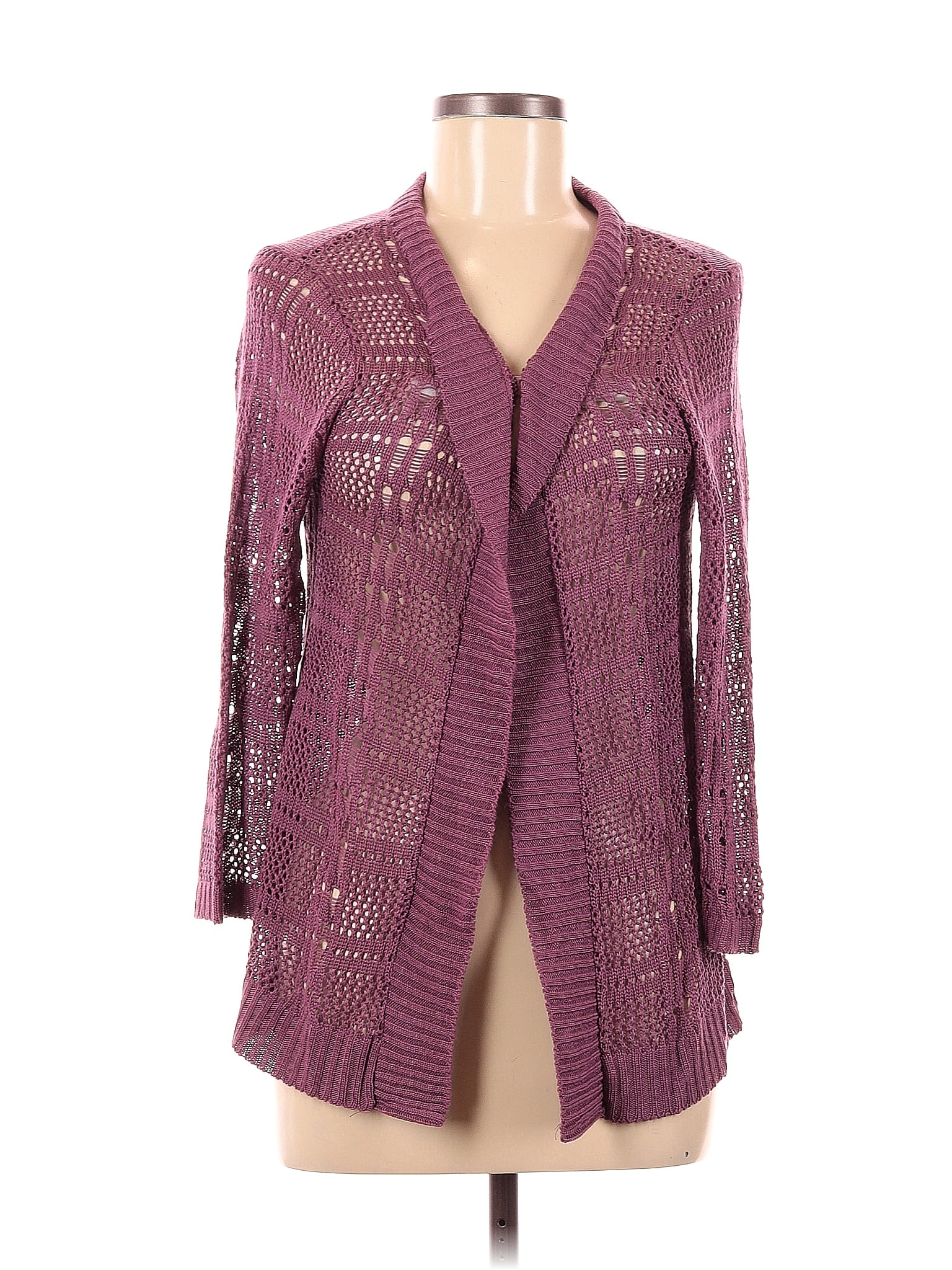 Assorted Brands 100% Acrylic Color Block Solid Purple Shrug Size L - 51 ...