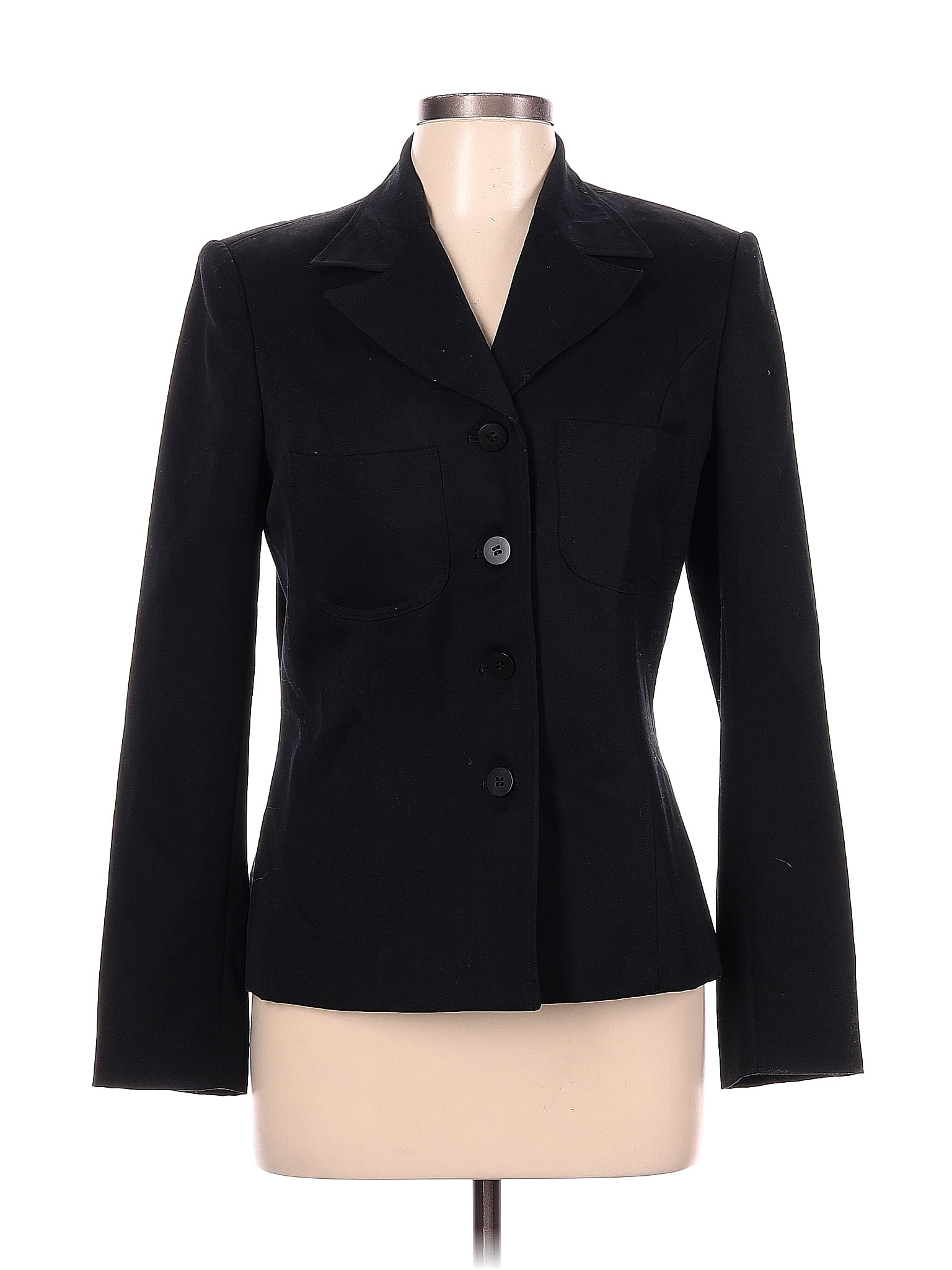 Classiques Entier 100% Wool Solid Black Wool Blazer Size 10 - 85% off ...
