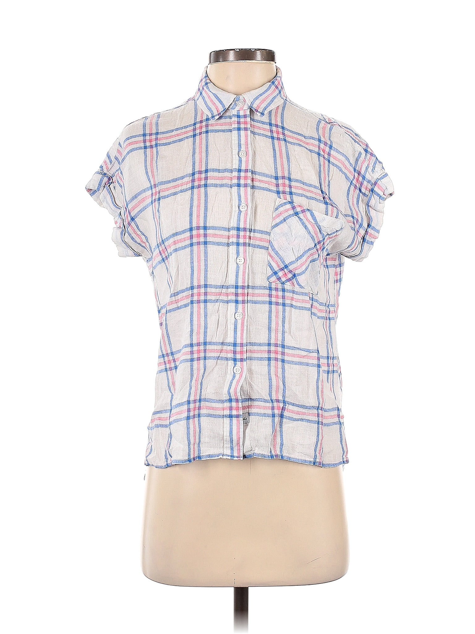 Rails Plaid White Short Sleeve Button Down Shirt Size Xs 78 Off