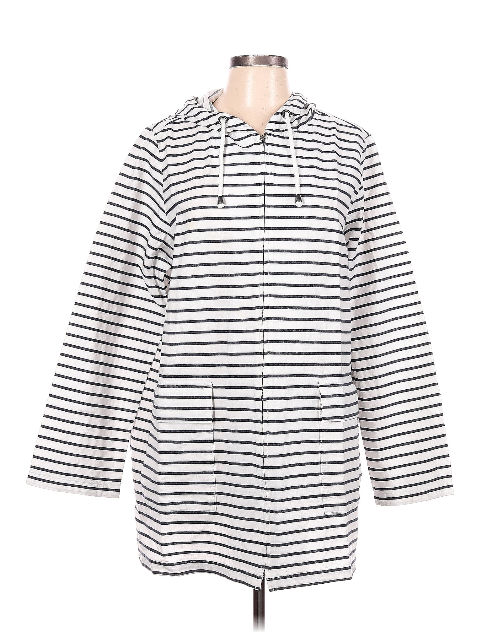J Jill 100 Cotton Stripes White Jacket Size L 77 Off Thredup