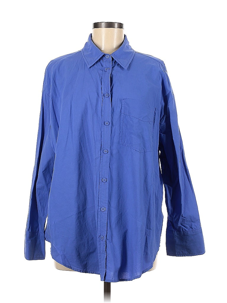 Mimosa 100% Cotton Solid Blue Long Sleeve Button-Down Shirt Size M - 55% off | ThredUp