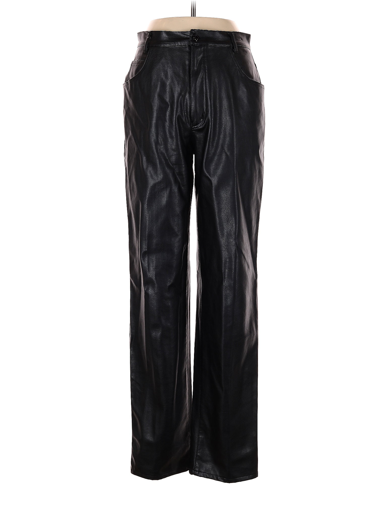 Joan Walters 100% Polyurethane Solid Black Faux Leather Pants Size 8 ...