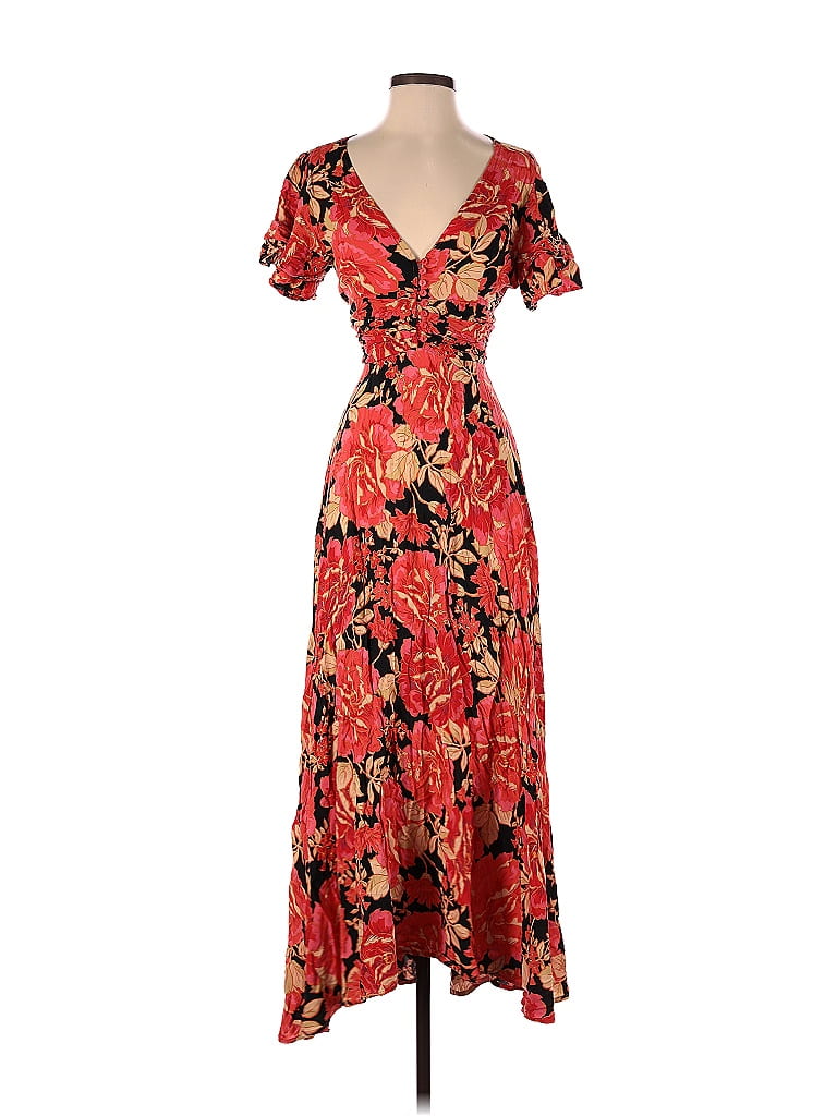 Abel the Label 100% Rayon Floral Multi Color Red Cocktail Dress Size XS ...