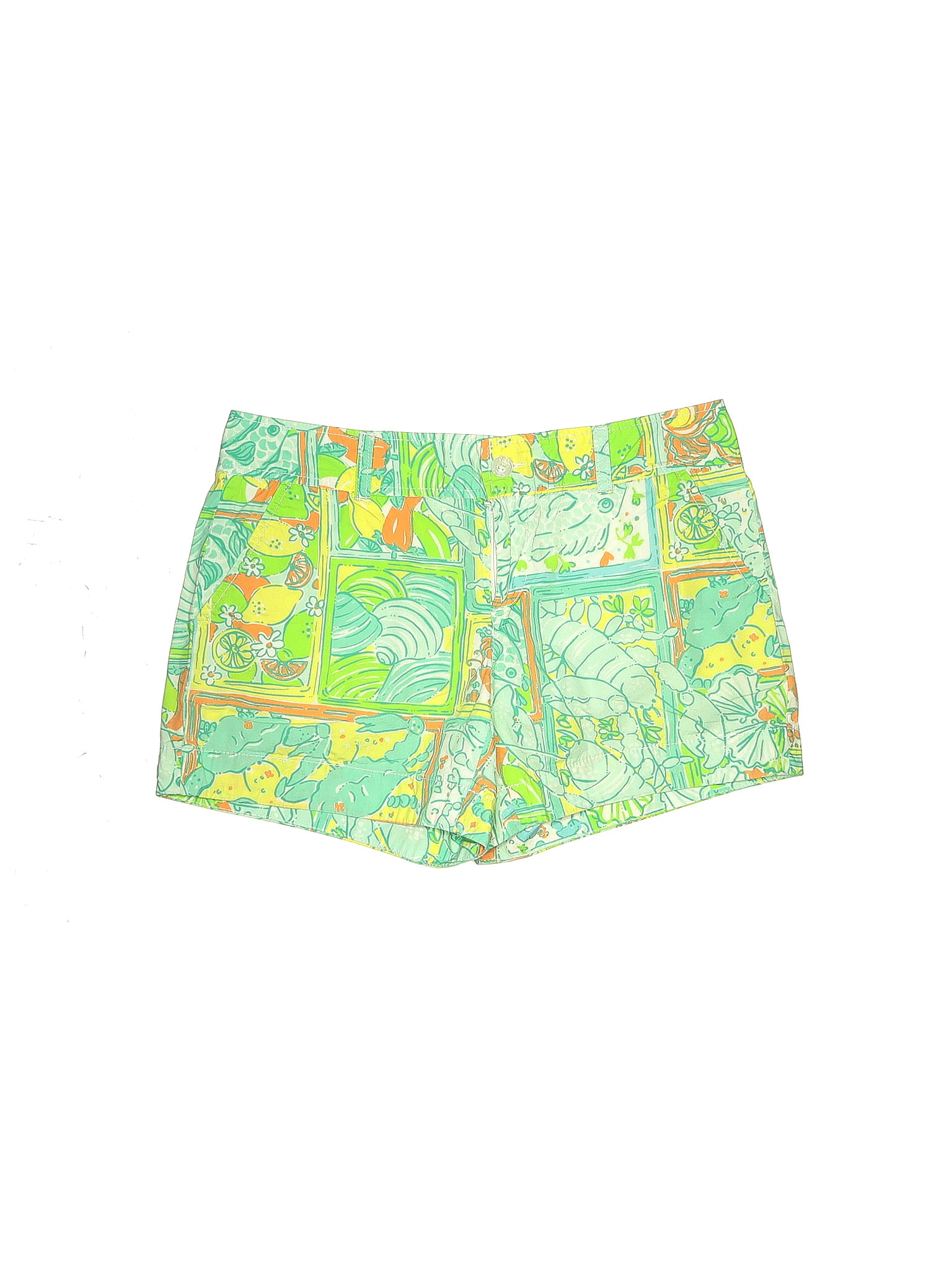 Lilly Pulitzer 100 Cotton Multi Color Green Shorts Size 4 68 Off