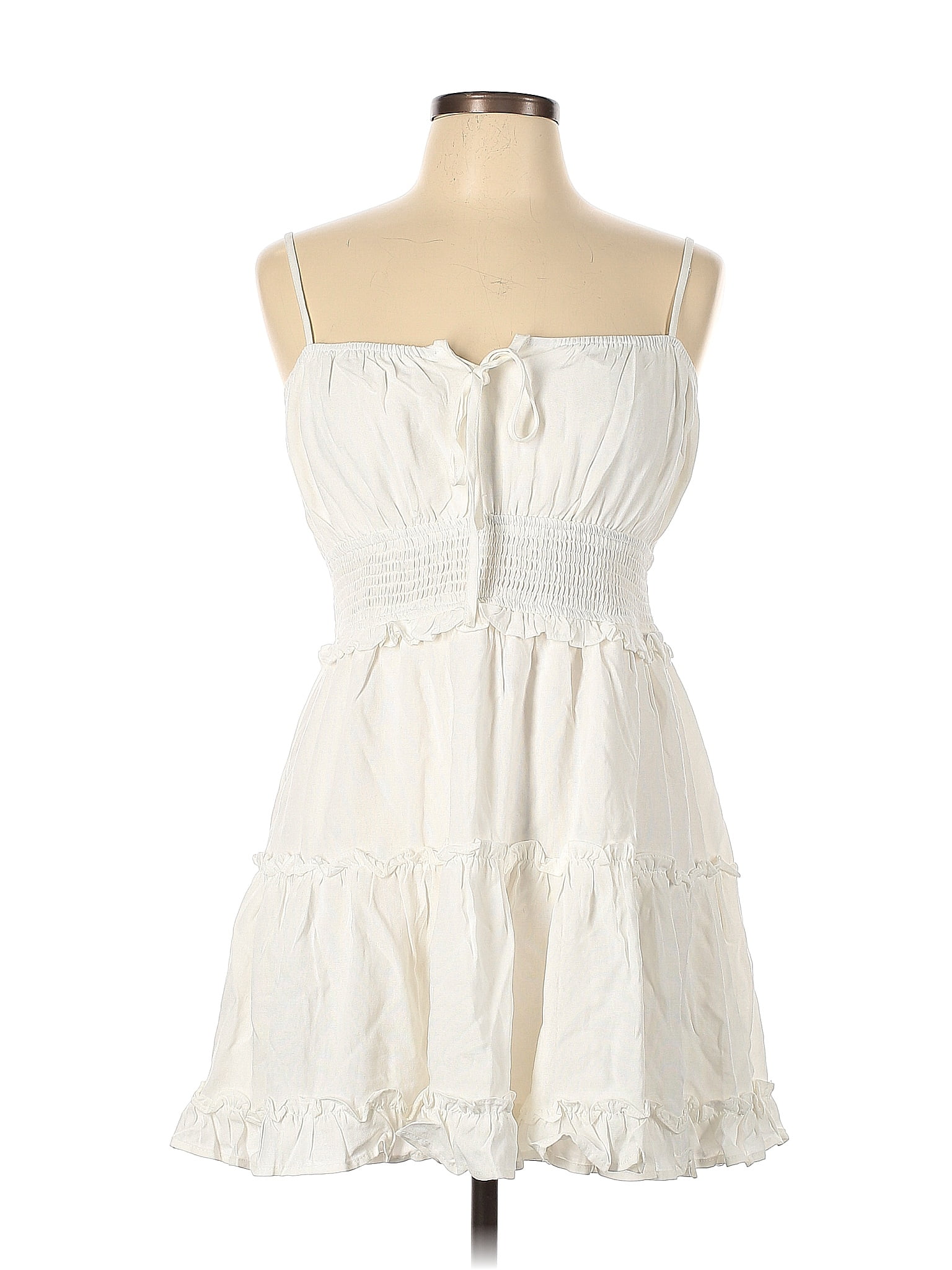 Le Lis 100% Rayon Solid White Casual Dress Size L - 75% off | ThredUp