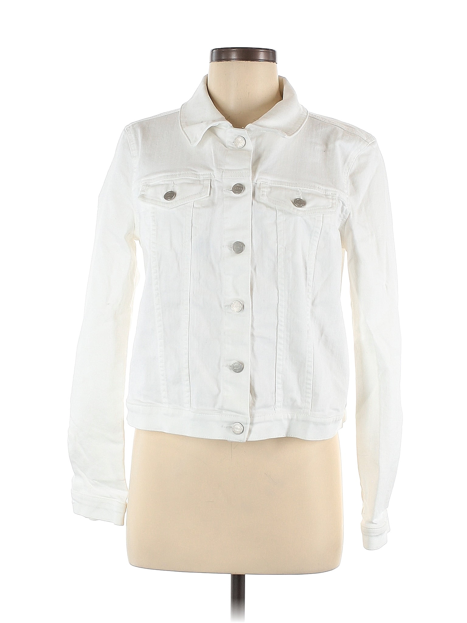 Ann Taylor LOFT Outlet Solid White Denim Jacket Size M - 54% off | ThredUp