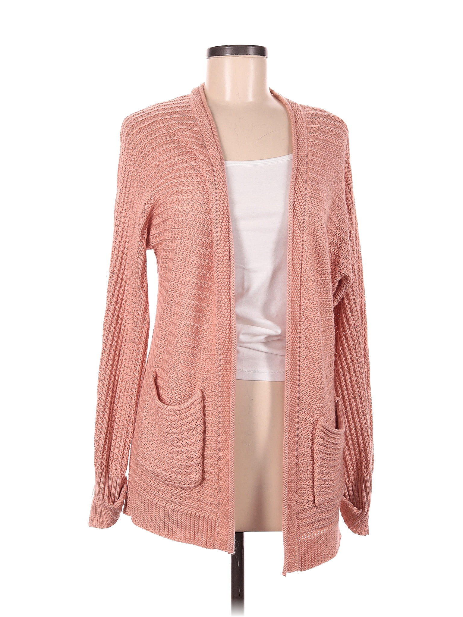 Pinque Color Block Solid Pink Cardigan Size M - 56% off | ThredUp