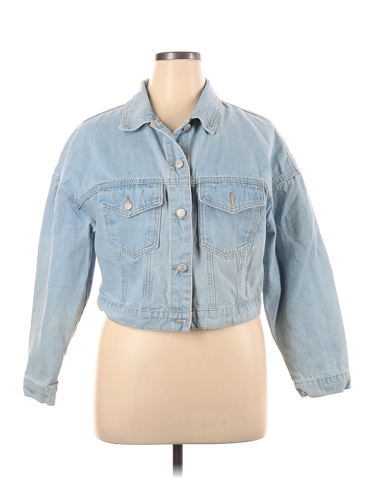 Shein X Hello Kitty and Friends Solid Blue Denim Jacket Size 1X (Plus ...