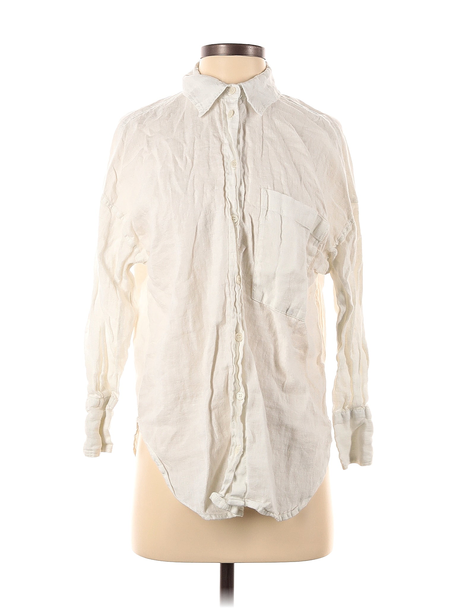Zara White Ivory Long Sleeve Button-Down Shirt Size S - 58% off | ThredUp