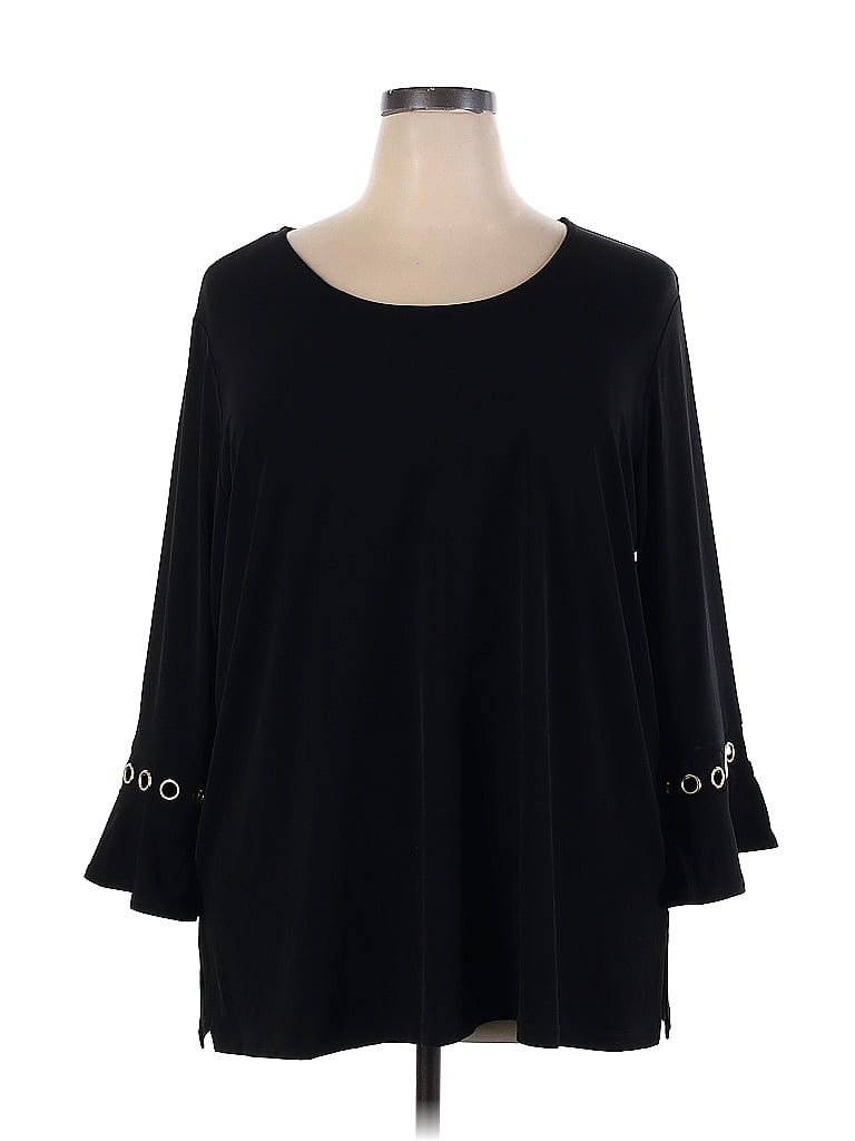 Susan Graver Solid Black Long Sleeve Blouse Size 2x Plus 67 Off