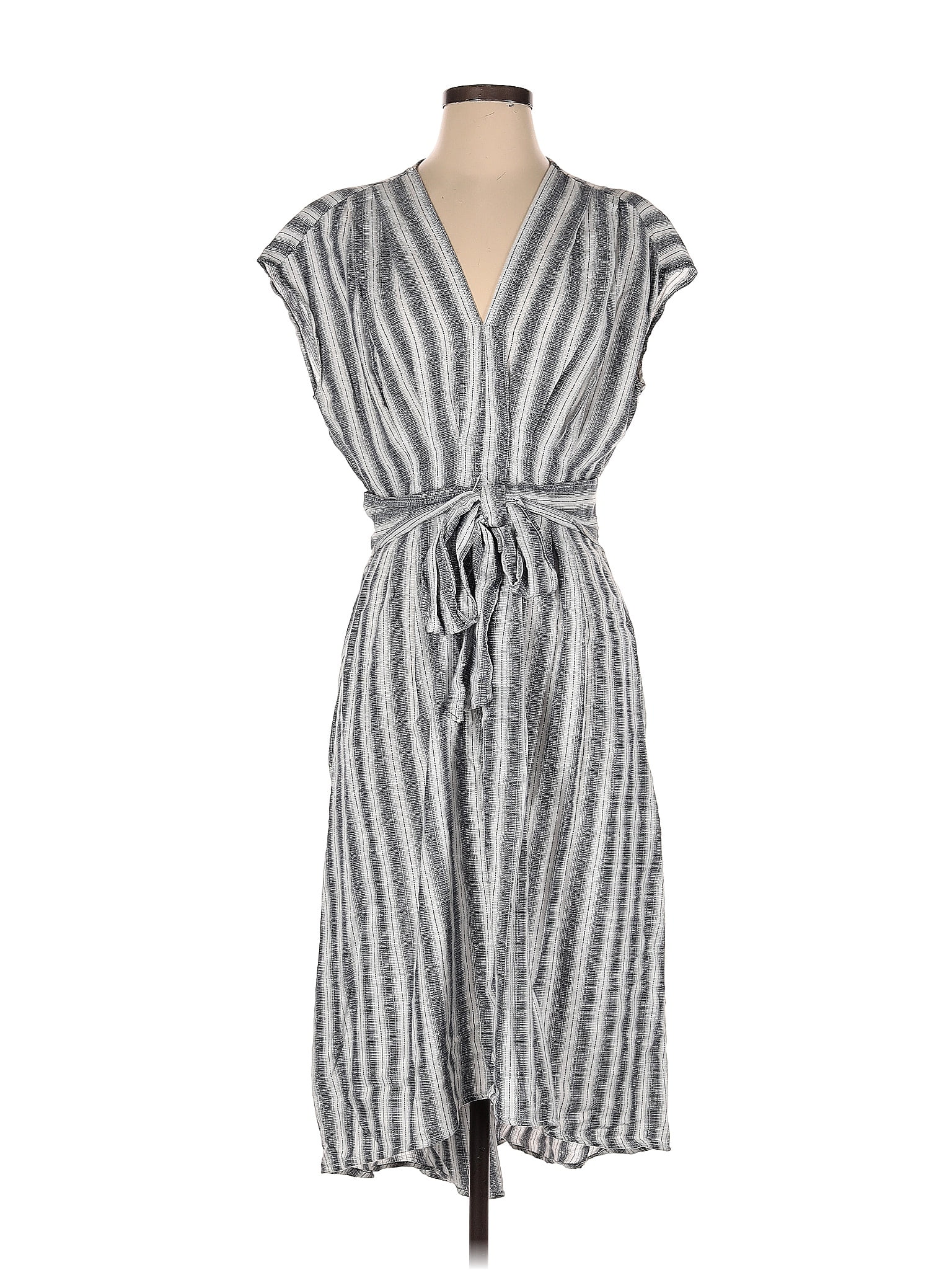 Max Edition 100% Cotton Stripes Multi Color Gray Casual Dress Size S ...