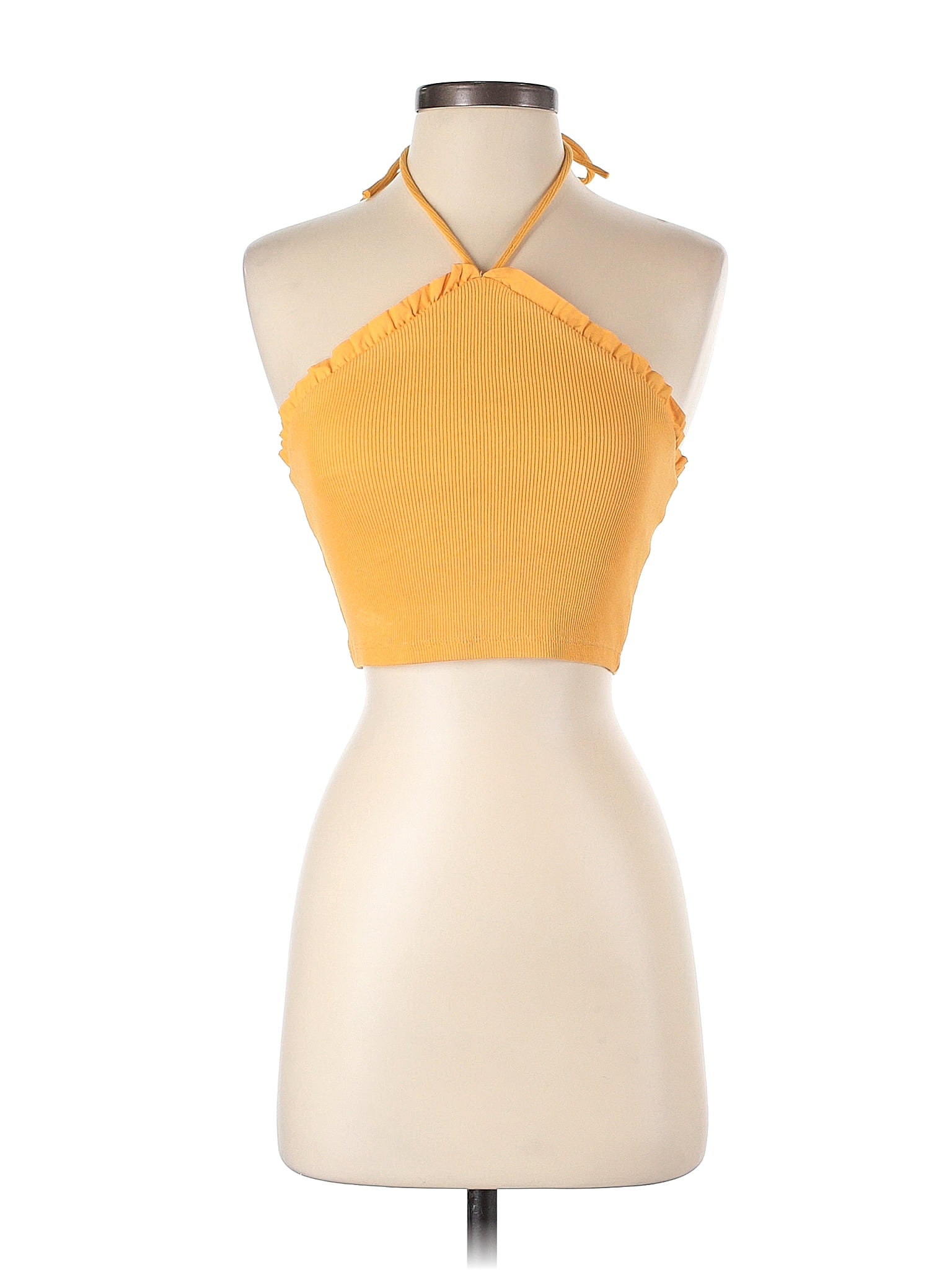 Zara Solid Yellow Halter Top Size S - 18% off | ThredUp