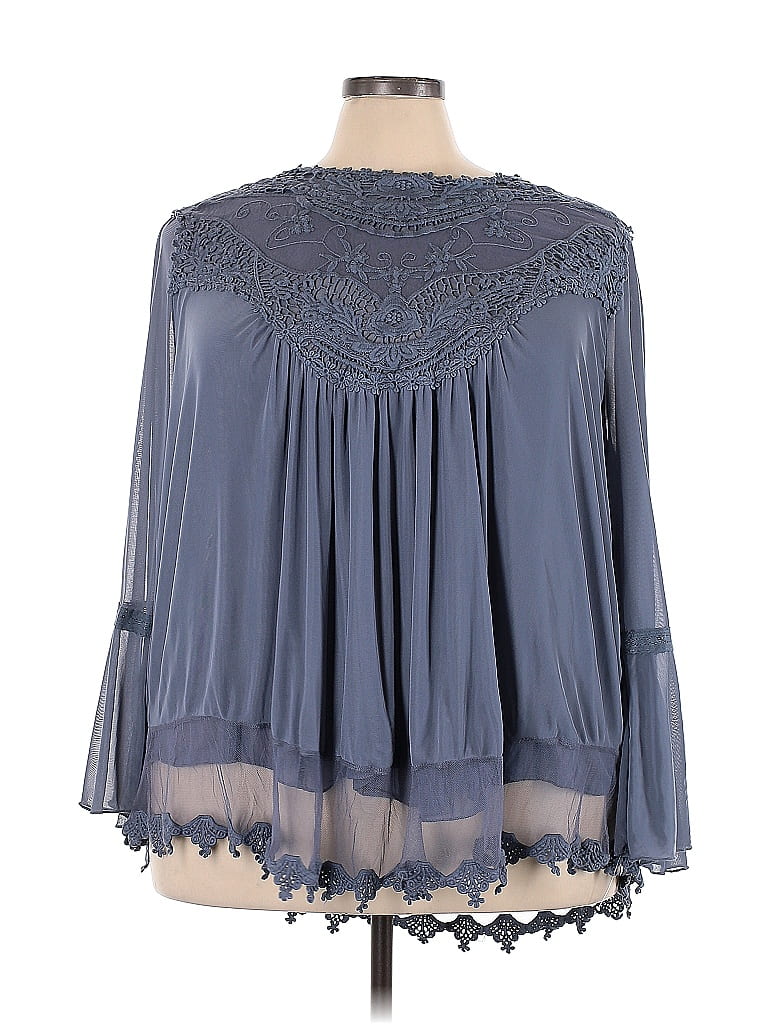 Indigo Thread Co. Blue Long Sleeve Top Size 3X (Plus) - 63% off | ThredUp