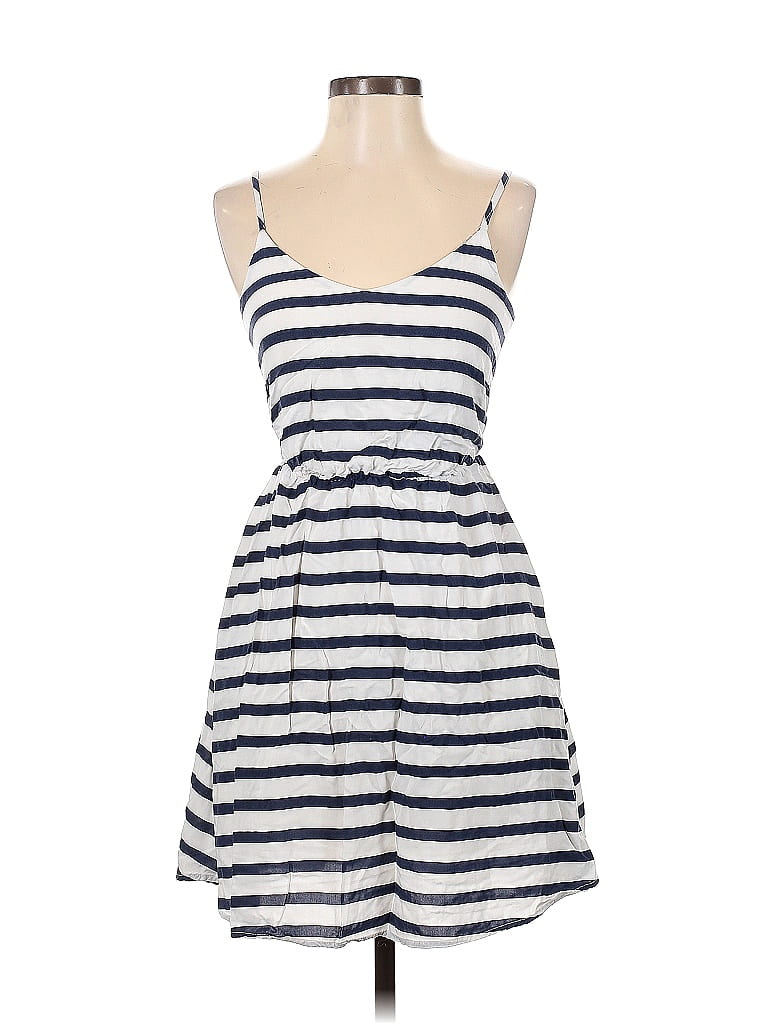 Lc Lauren Conrad 100 Polyester Stripes Multi Color Blue Casual Dress