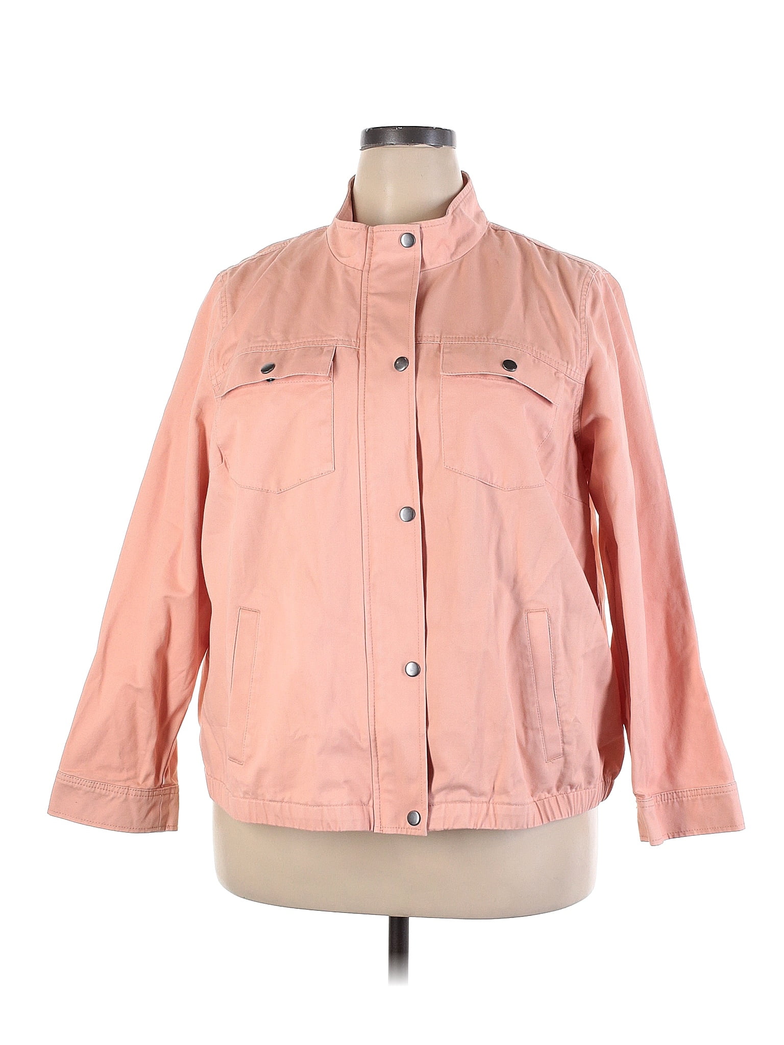 Cj Banks 100 Cotton Solid Pink Denim Jacket Size 2x Plus 72 Off