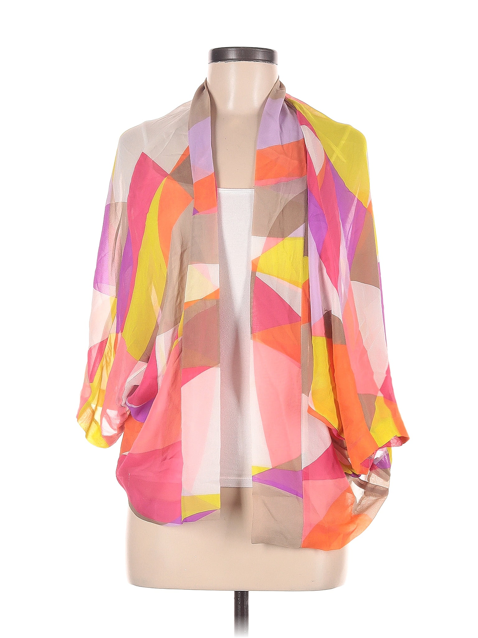 Trina Turk 100% Silk Color Block Pink Short Sleeve Blouse Size M - 73% ...