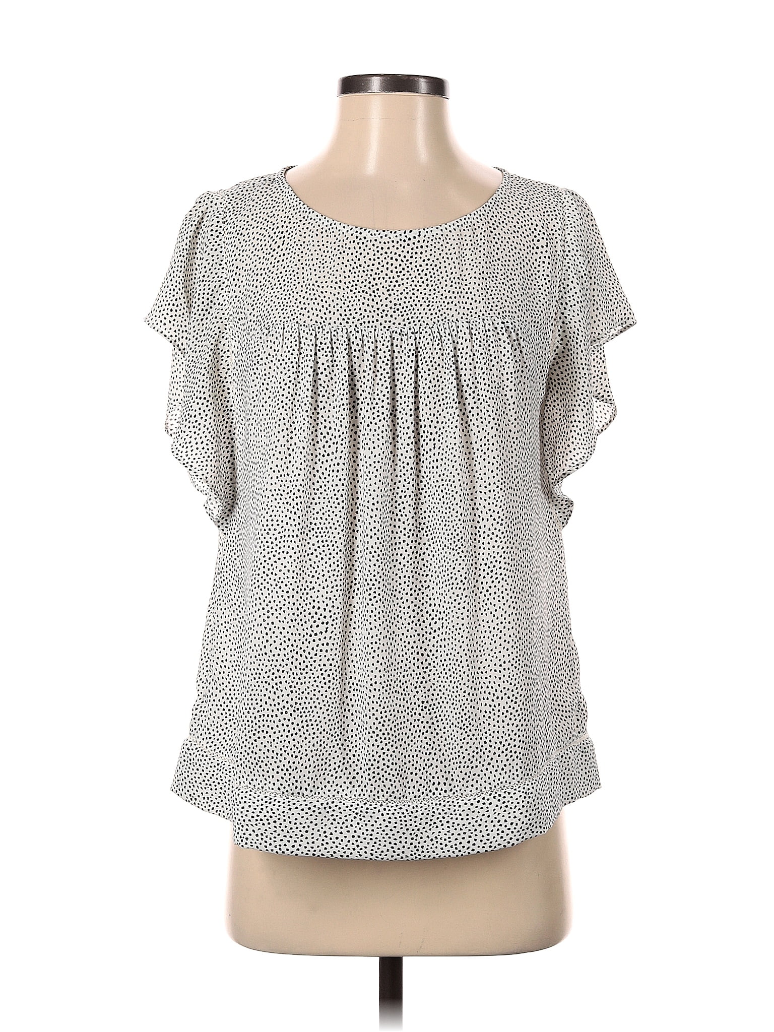 Ann Taylor Loft 100 Polyester Gray Short Sleeve Blouse Size S 63
