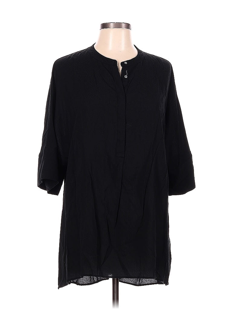 Banana Republic Solid Black Long Sleeve Blouse Size L 79 Off Thredup