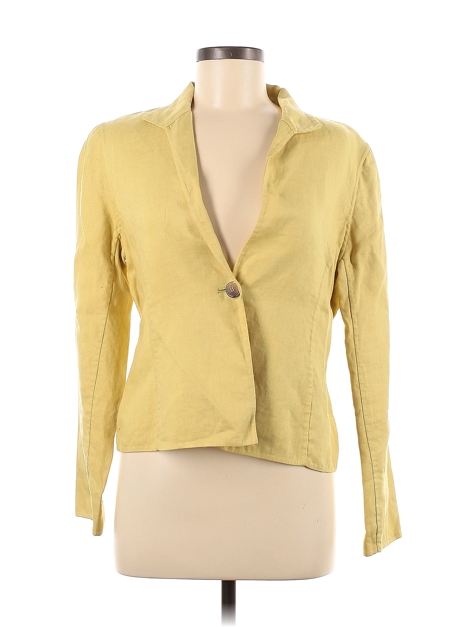 Anne Klein 100% Linen Yellow Blazer Size M - 75% off | ThredUp