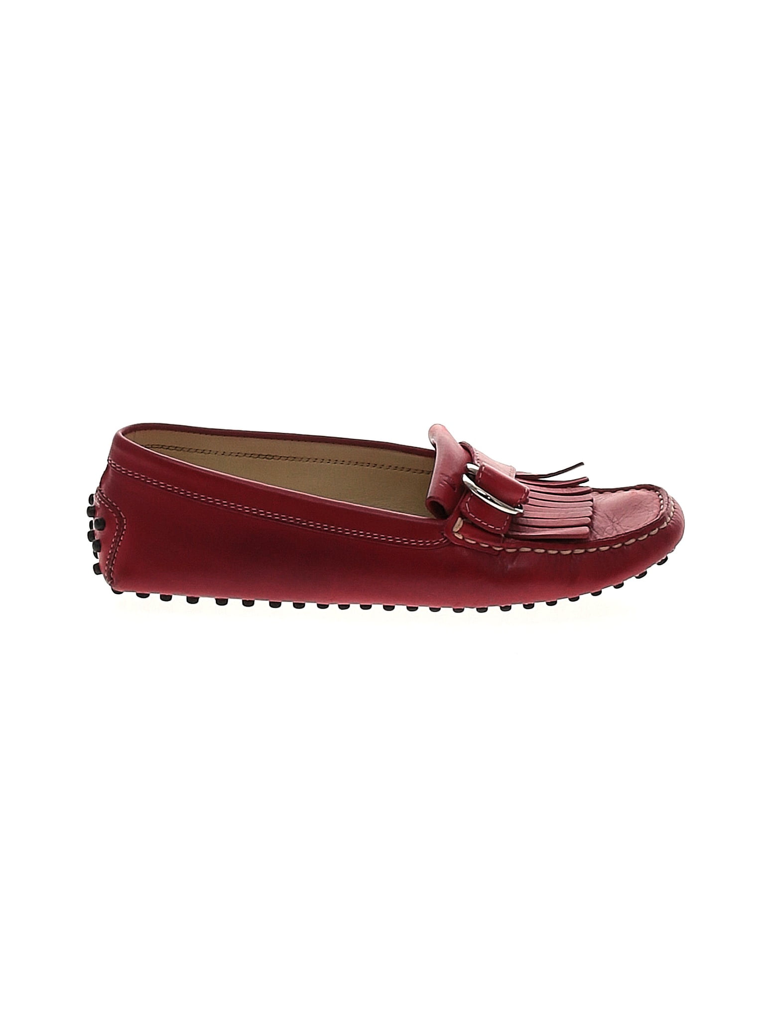 Tod's Solid Red Burgundy Flats Size 37 (EU) - 91% off | ThredUp