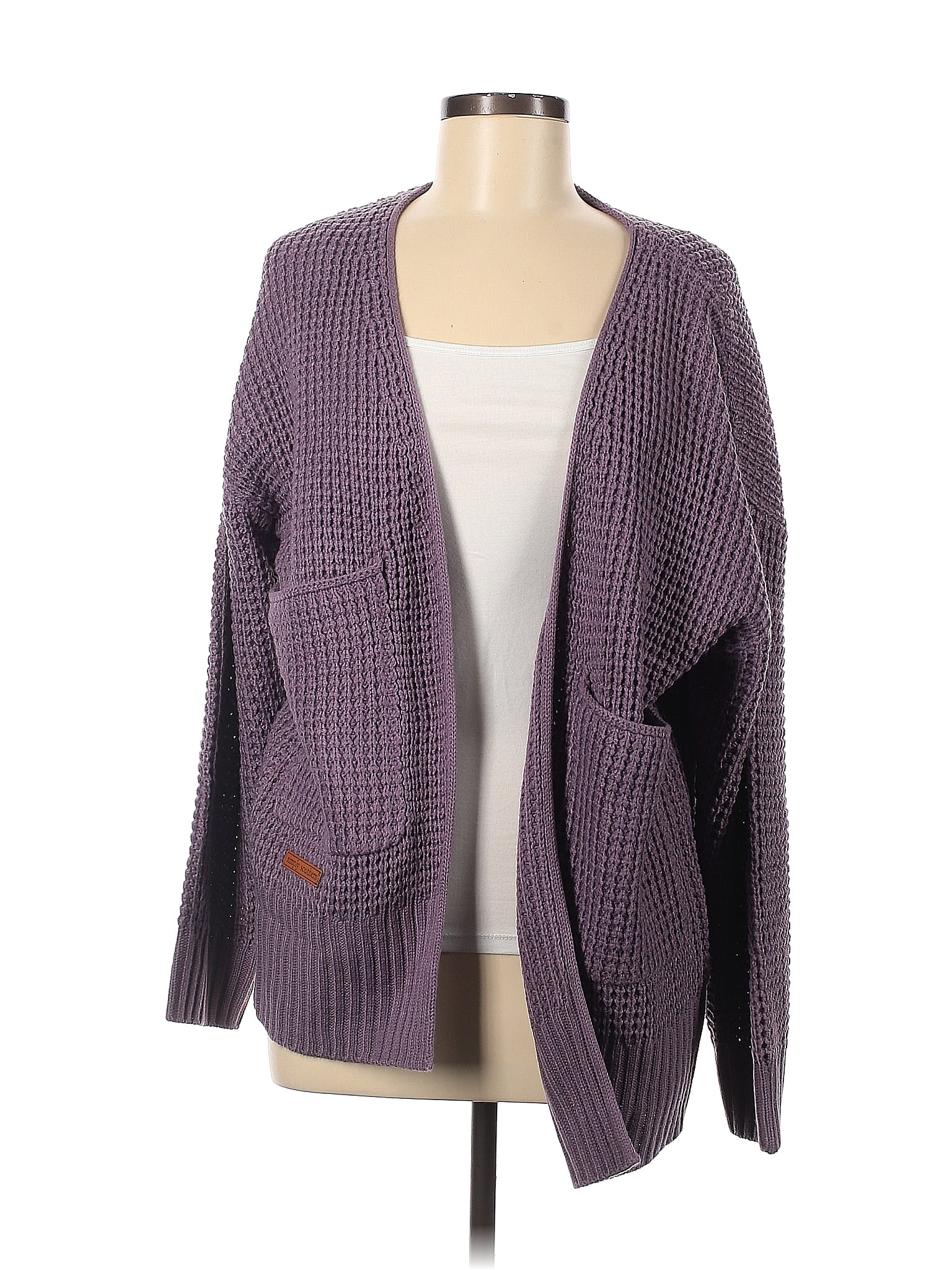 Simply Southern 100% Acrylic Color Block Solid Purple Cardigan Size M ...