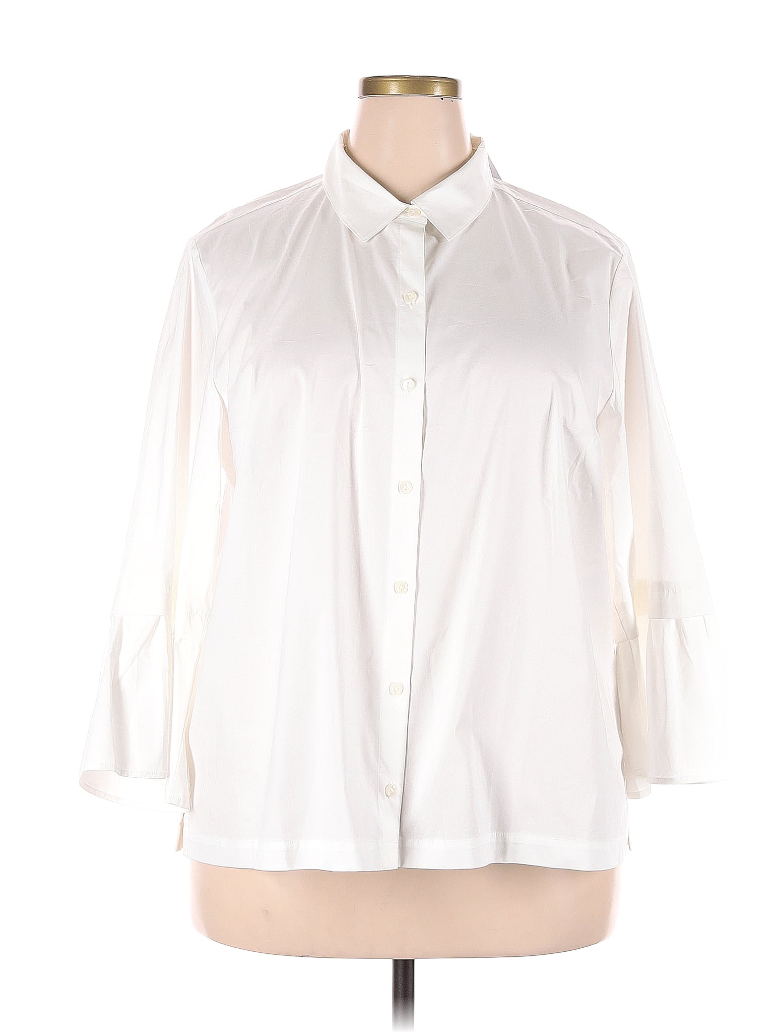 J.Jill Solid White Long Sleeve Button-Down Shirt Size 2X (Plus) - 67% off | ThredUp