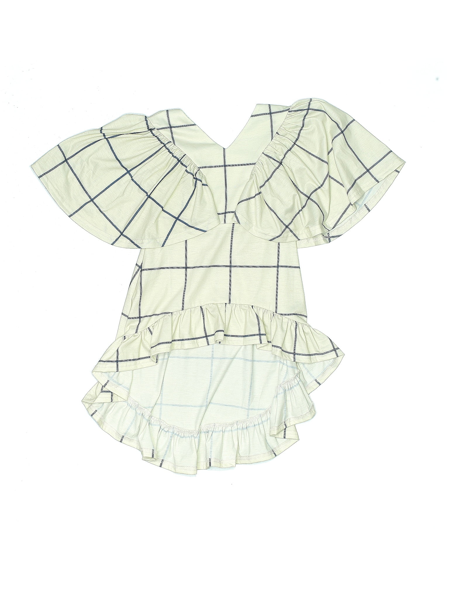 Mia Joy Grid Ivory Short Sleeve Blouse Size 6 67 Off Thredup